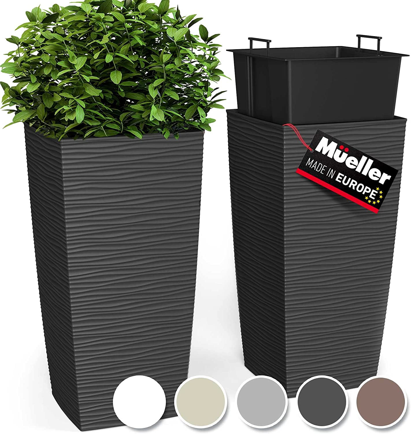 M-Resin Heavy Duty Tall Planters for Outdoor Plants, Indoor Grande ...