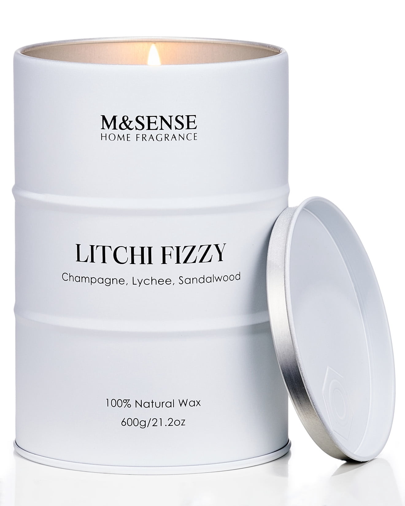 M&SENSE Large Soy Candles Litchi Fizzy Scented 21.2oz 120 Hour Long ...