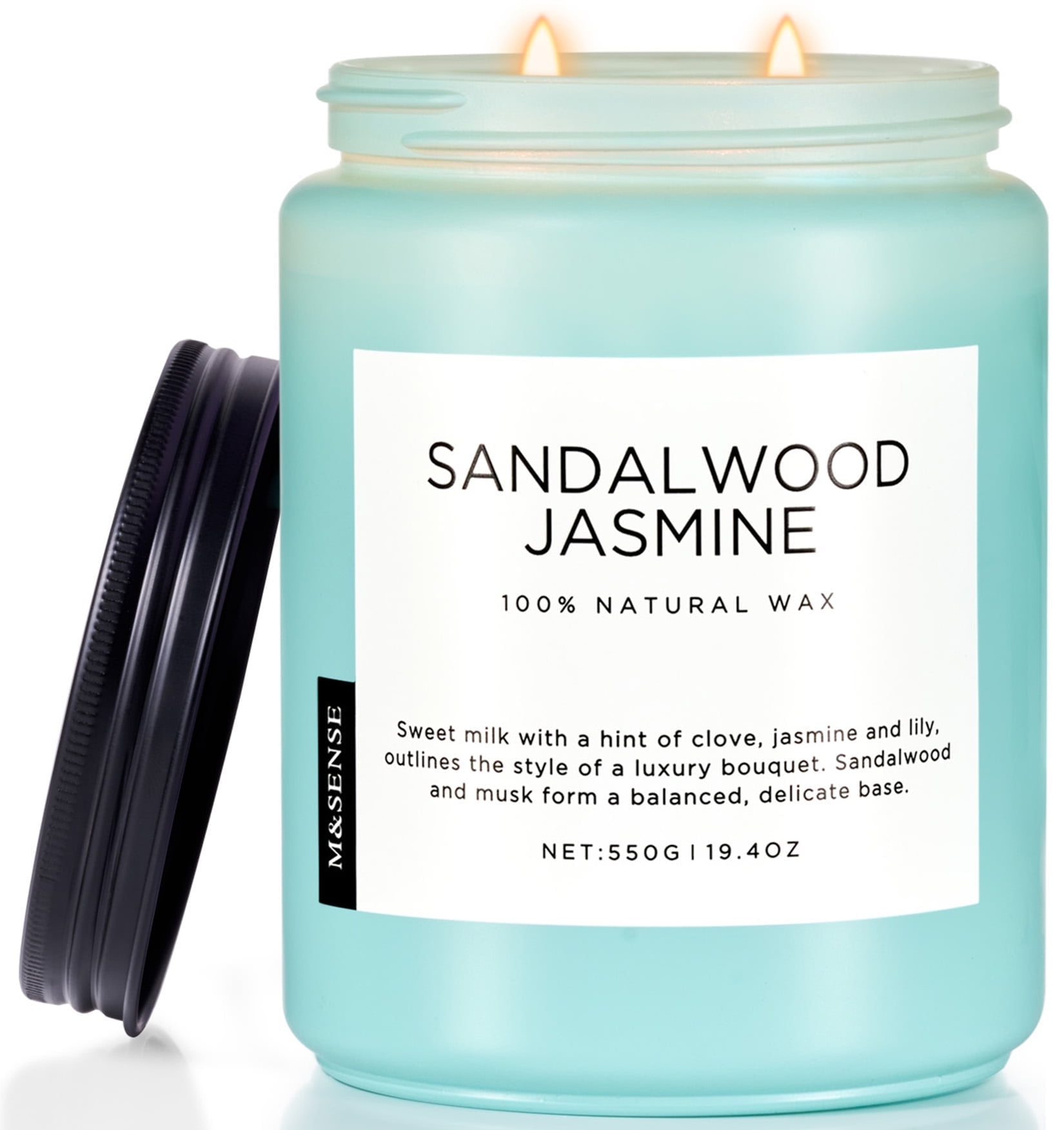 M&SENSE Sandalwood Jasmine Scent, Large Soy Jar Candles Long Lasting ...