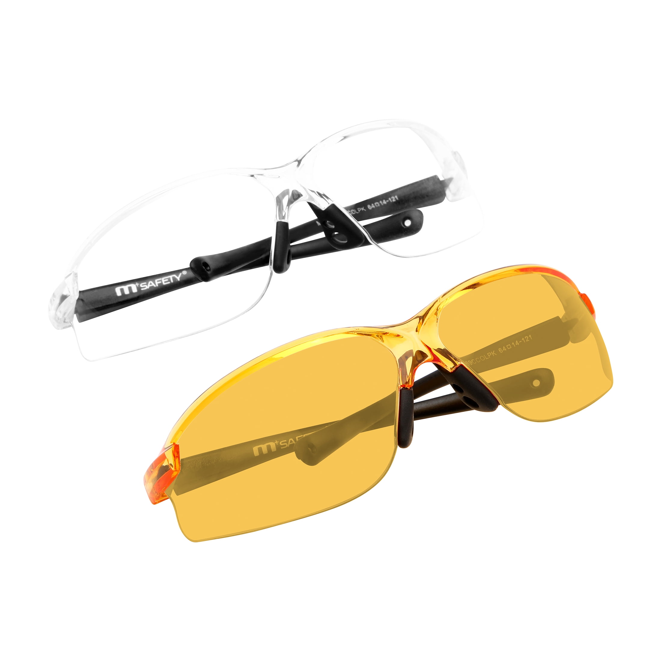 M+ Protective Safety Glasses, Unisex, MS380569CCOLPK 2-Pack, Orange ...