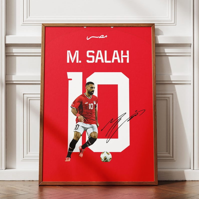 M. Salah Signed Poster Egypt Soccer Artwork for Game Room or Sports ...