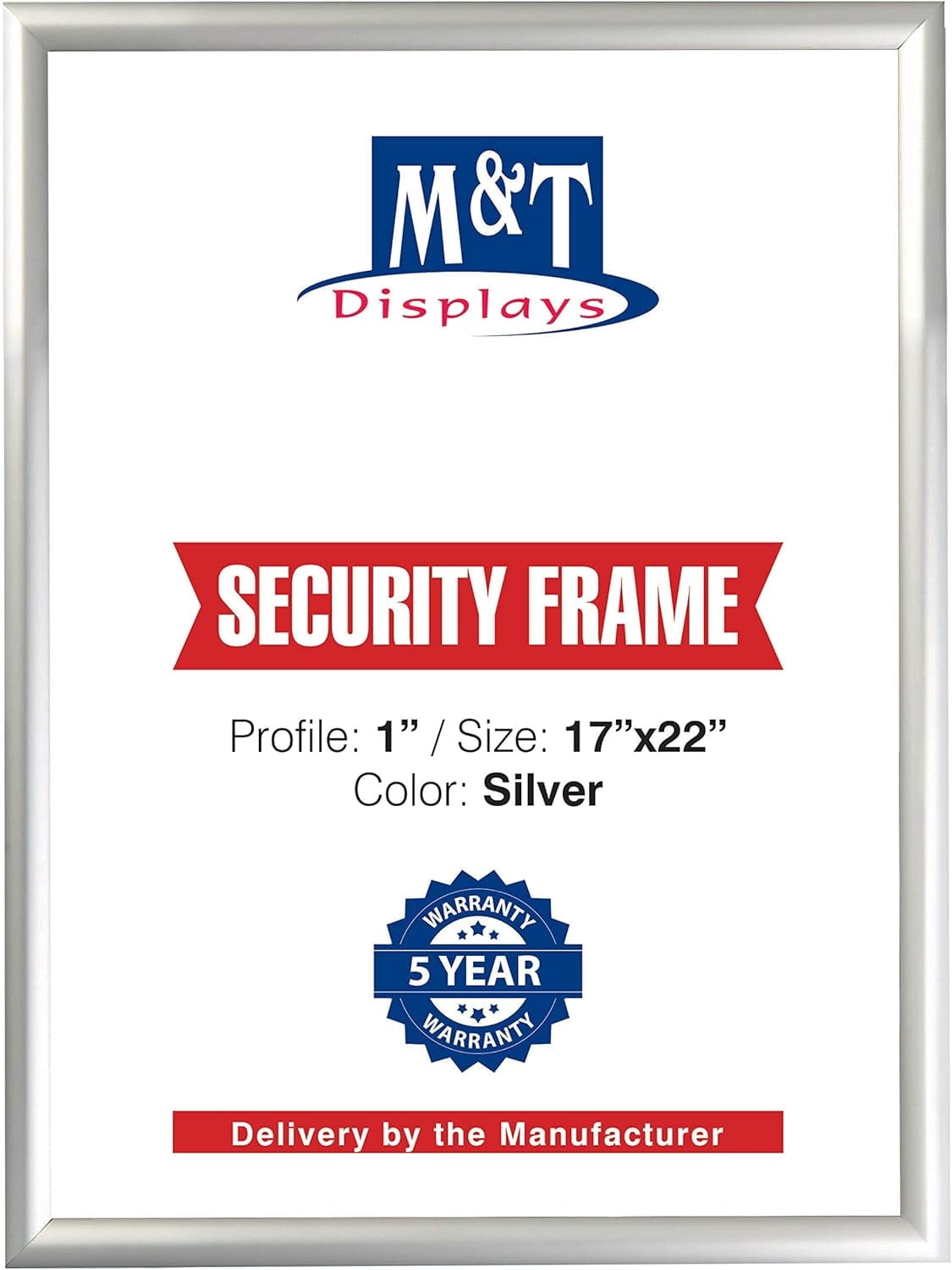 M&T Displays 17x22 Security Snap Poster Frame Silver Aluminum Picture ...