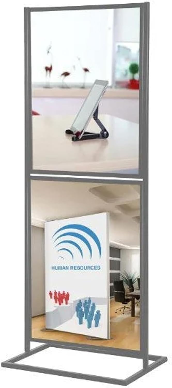 M&T Displays 18x24 Silver 2-Tier Floor Standing Advertising Display ...