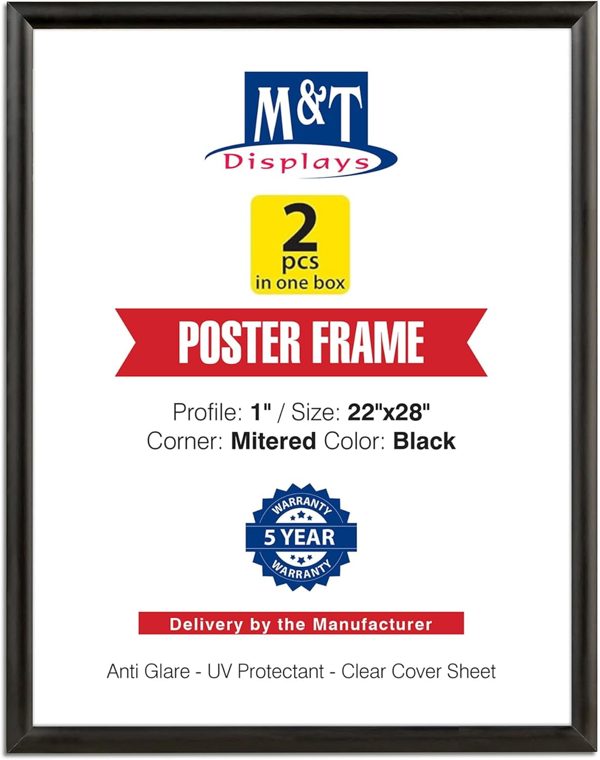 M&T Displays 22x28 Snap Poster Frame Black Aluminum Photo Picture ...