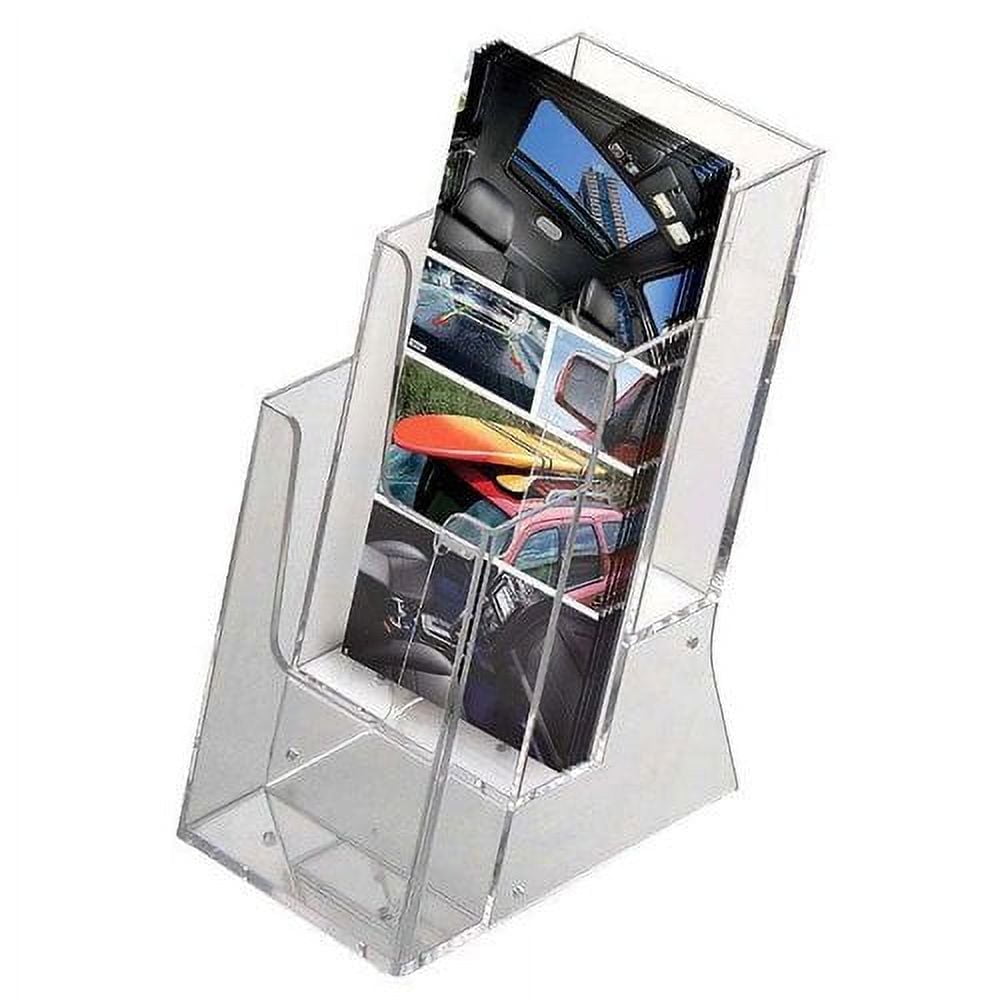 M&T Displays 3-Tier 4x6 Clear Acrylic Brochure Holder, Desktop Pamphlet ...