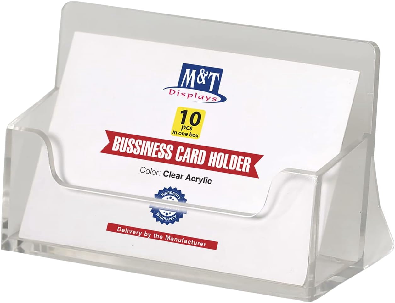 M&T Displays Acrylic Clear Business Name Card Holder Pocket Desktop ...