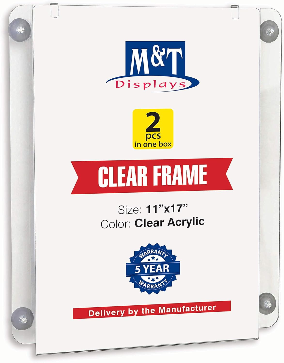 M&T Displays Acrylic Clear Sign Holder for Window Portrait 11x17 Inch ...