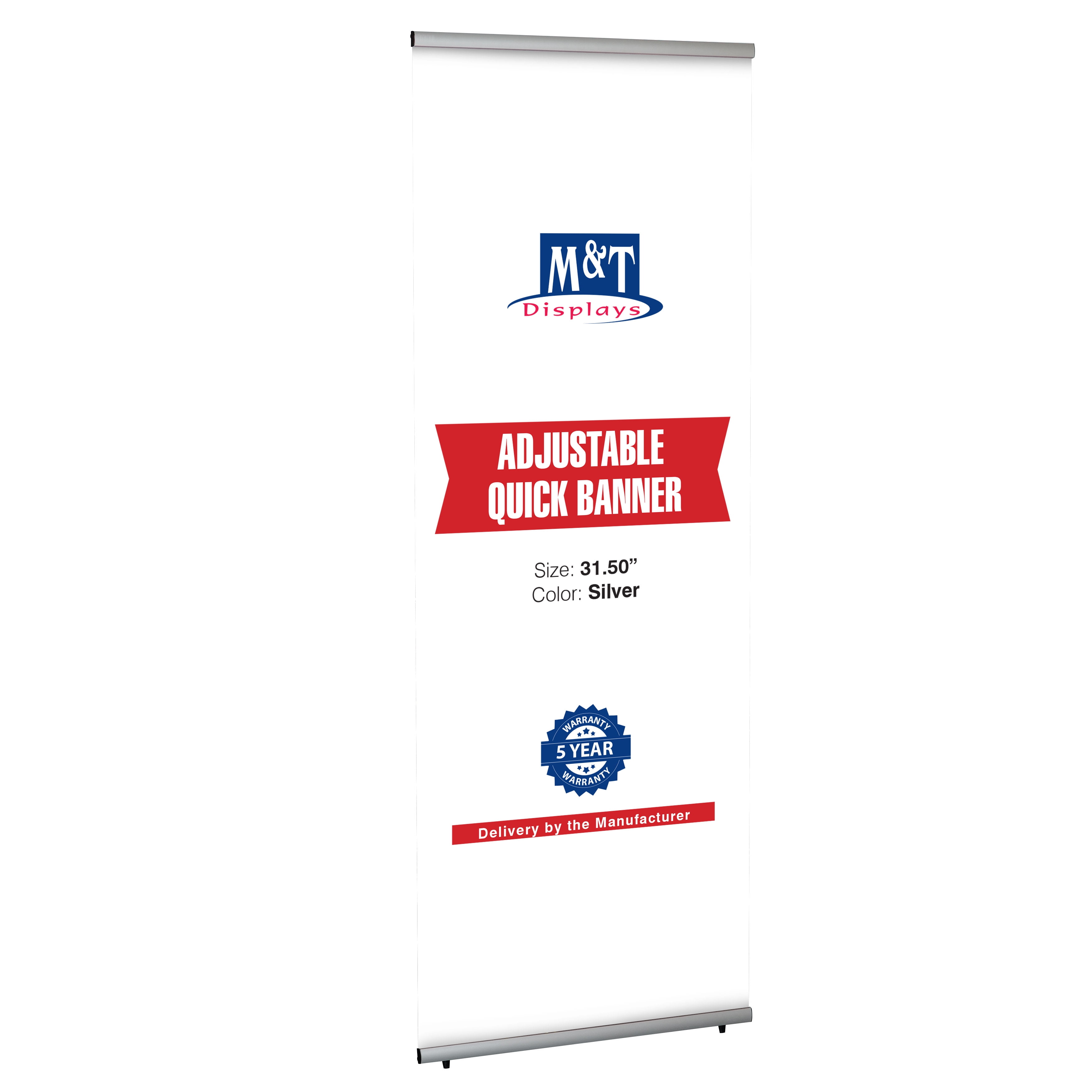 M&T Displays Adjustable Quick Banner Stand with Carrying Bag Aluminum ...