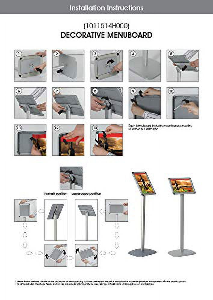 M&T Displays Advertising Restaurant Aluminum Sign Post, Black A4 8.5x11 ...