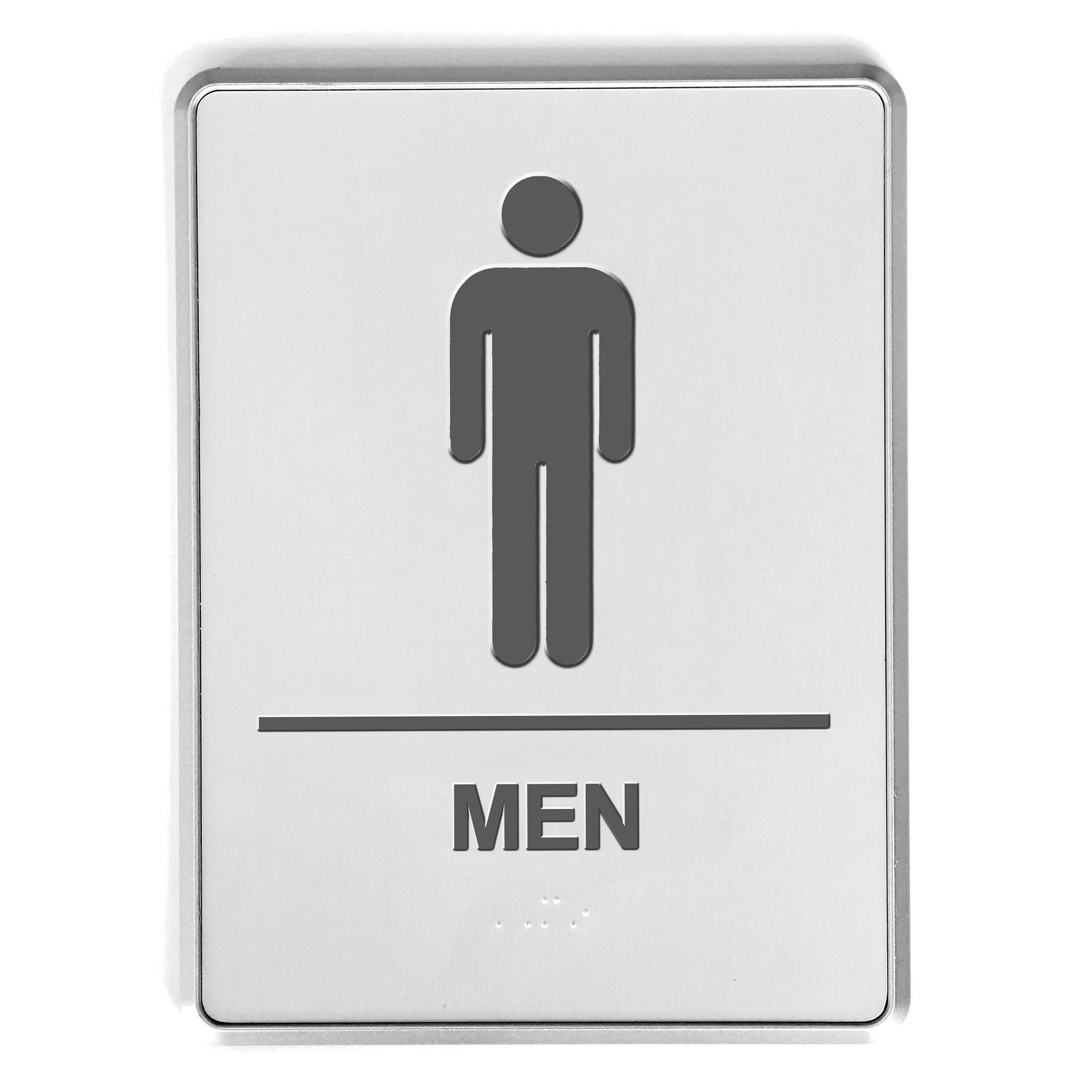 M&T Displays Aluminum Restroom Bathroom Sign Silver 6x8 with Braille ...