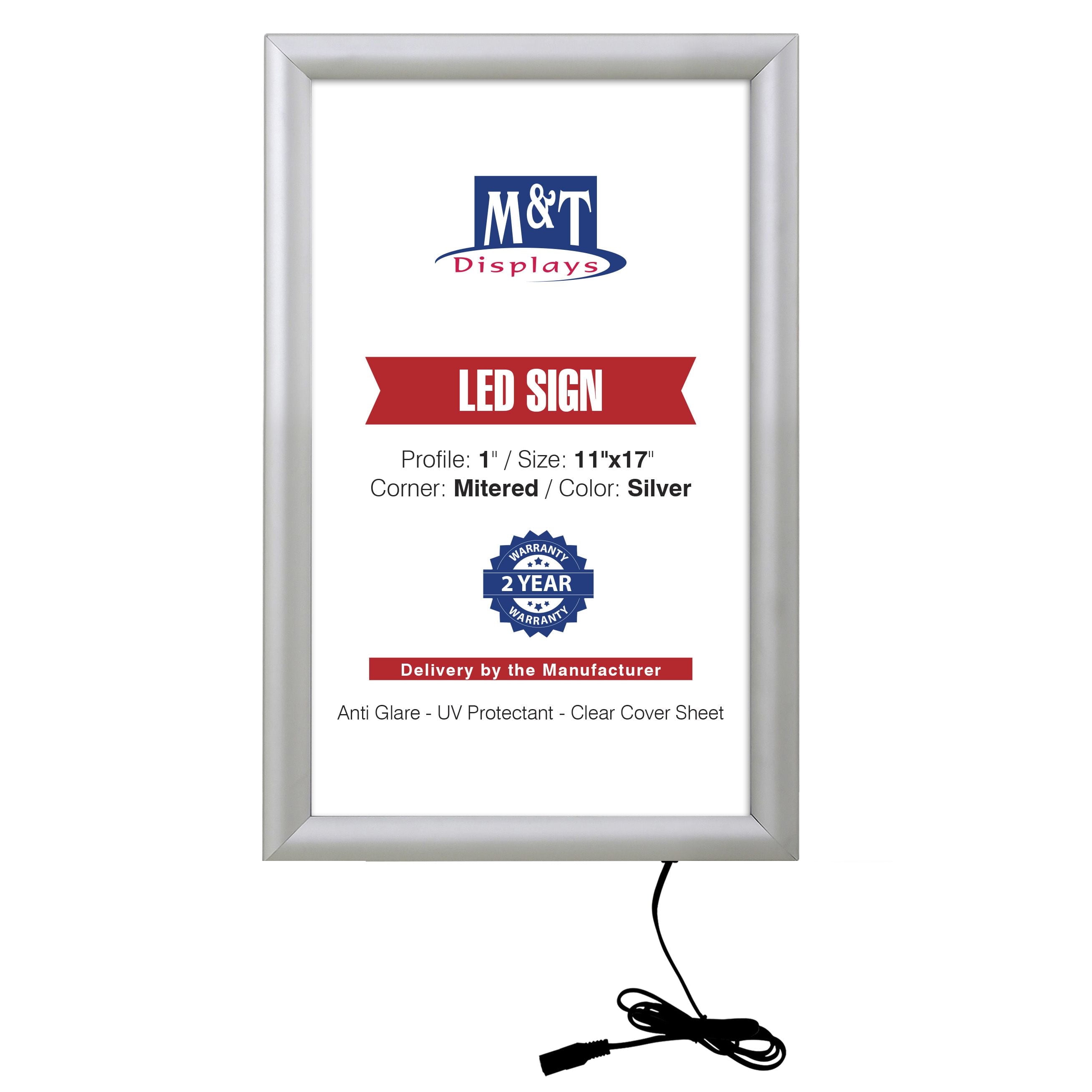 M&T Displays Buy Max LEDbox LED Light Poster Frame 11x17 Inch Silver 1 ...