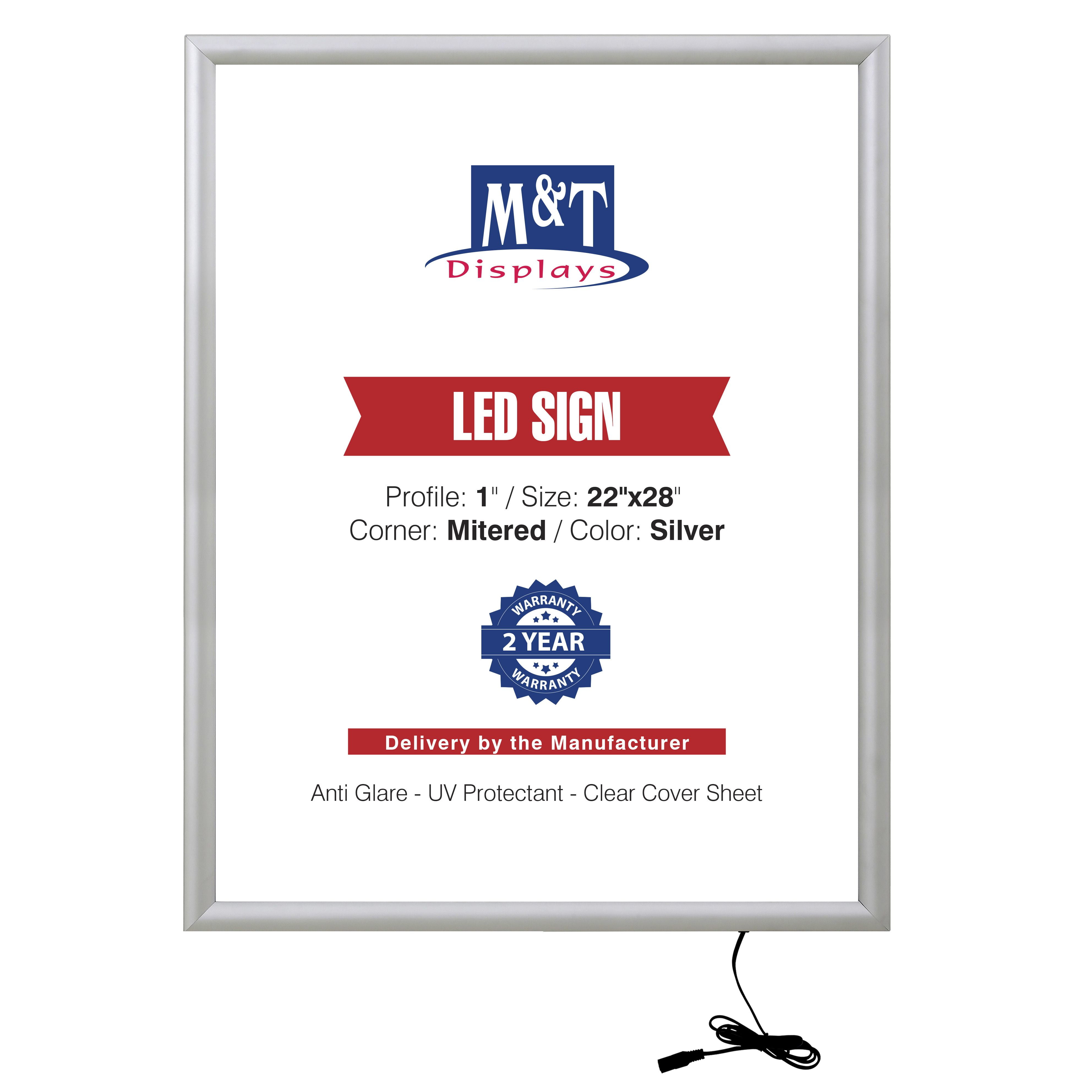 M&T Displays Buy Max LEDbox LED Light Poster Frame 22x28 Inch Silver 1 ...