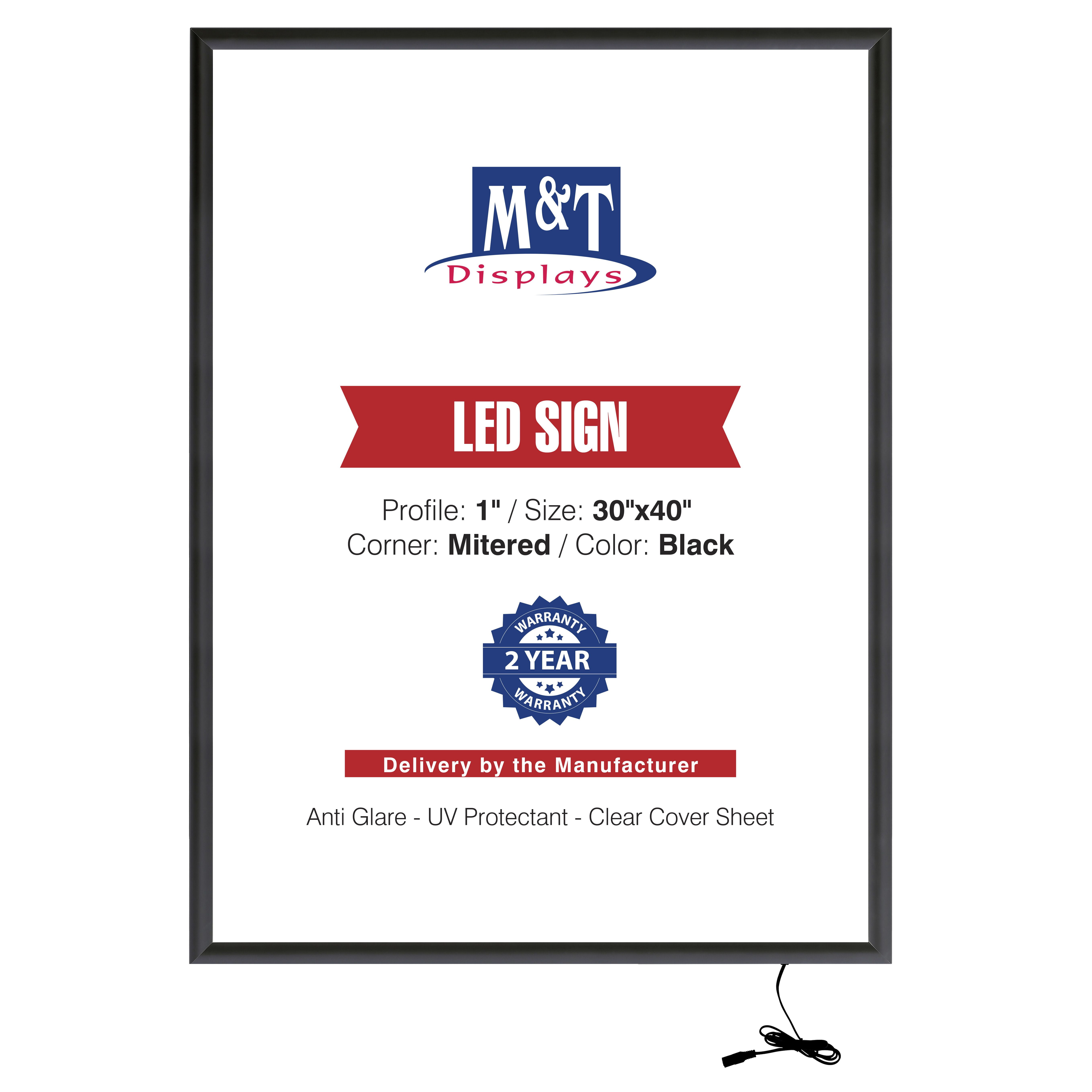 M&T Displays Buy Max LEDbox LED Light Poster Frame 30x40 Inch Black 1 ...