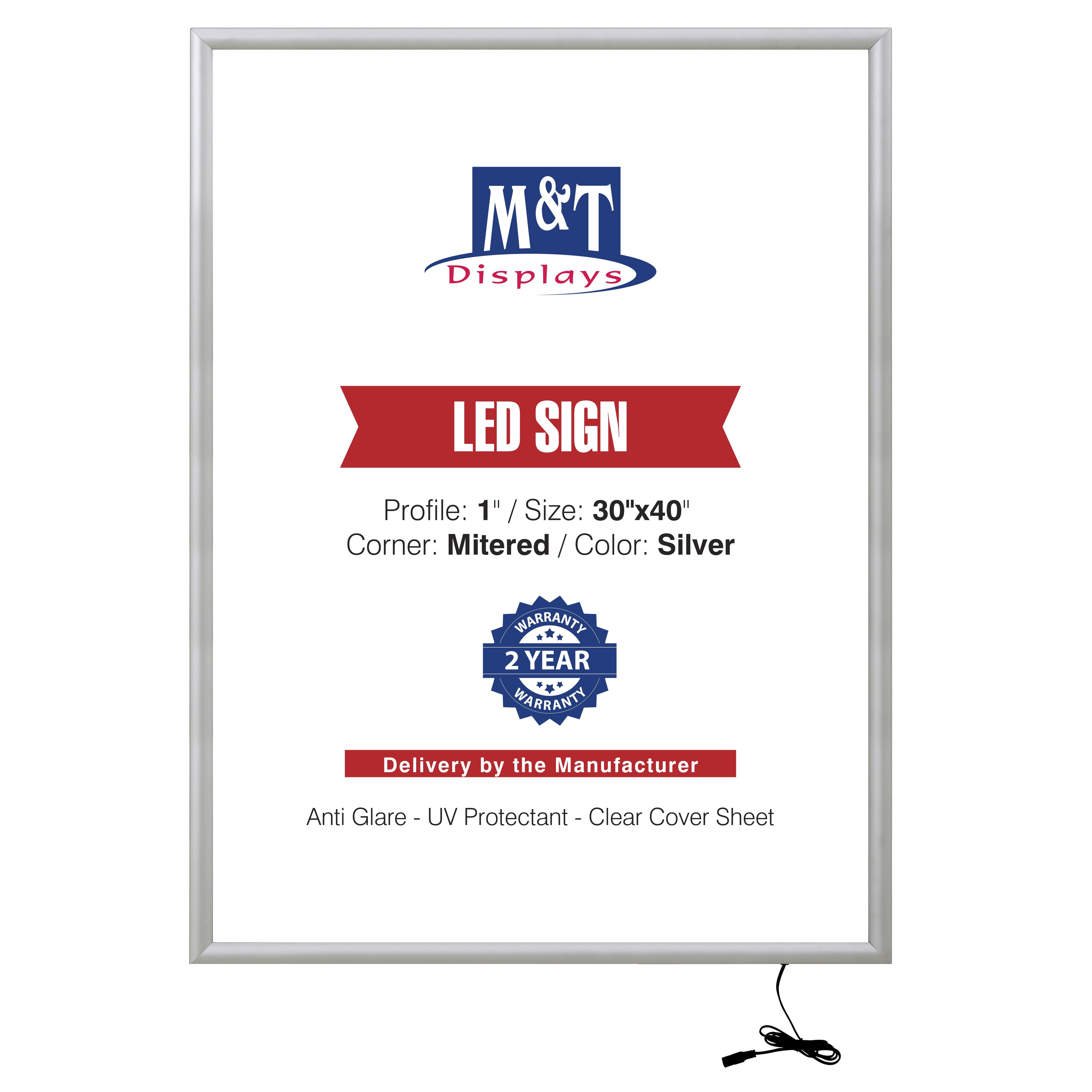 M&T Displays Buy Max LEDbox LED Light Poster Frame 30x40 Inch Silver 1 ...