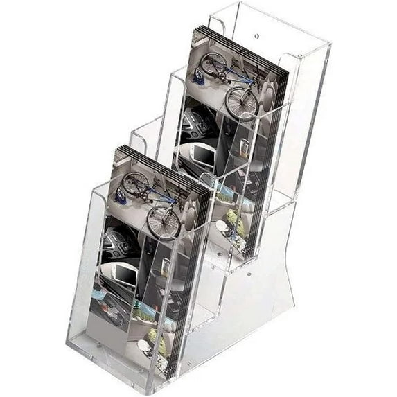 M&T Displays Clear Acrylic Brochure Leaflet Holder 4x6 Inch 4 Tier 4 ...