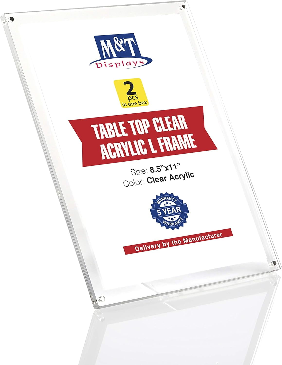 M&T Displays Clear Acrylic L Photo Frame, 8.5x11 inch Picture Sign ...