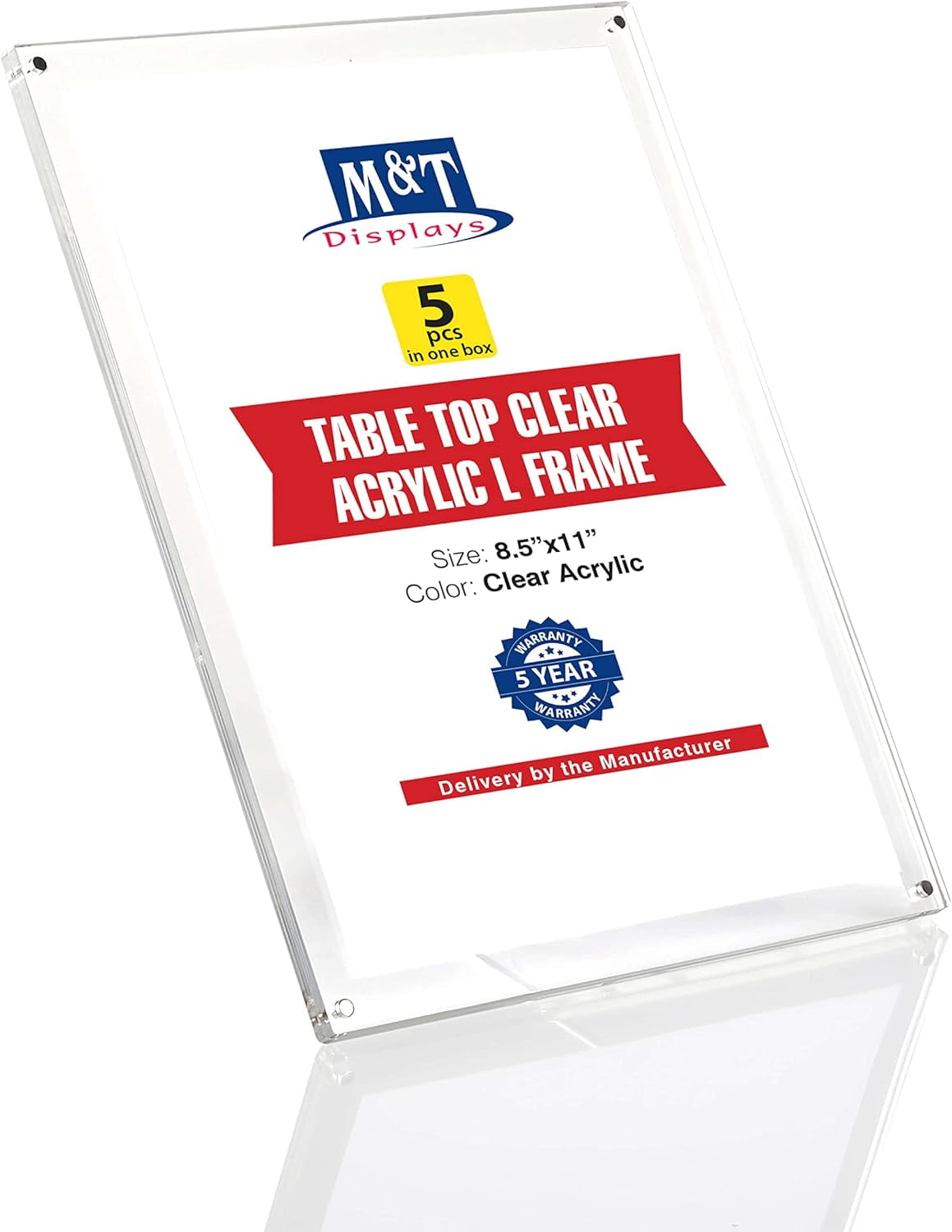 M&T Displays Clear Acrylic L Photo Frame, 8.5x11 inch Picture Sign ...
