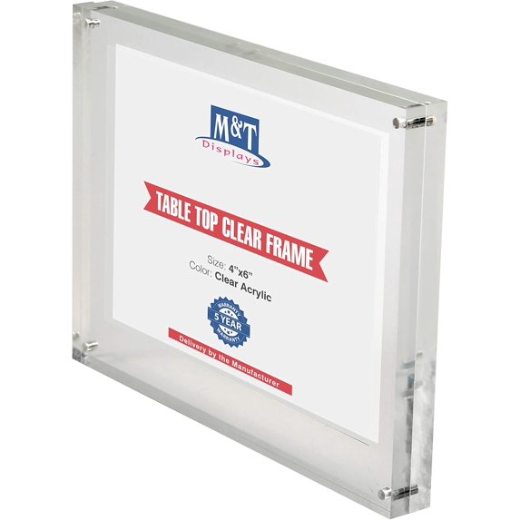 M&T Displays Clear Acrylic Photo Frame 4x6 Picture Sign Holder Desktop ...
