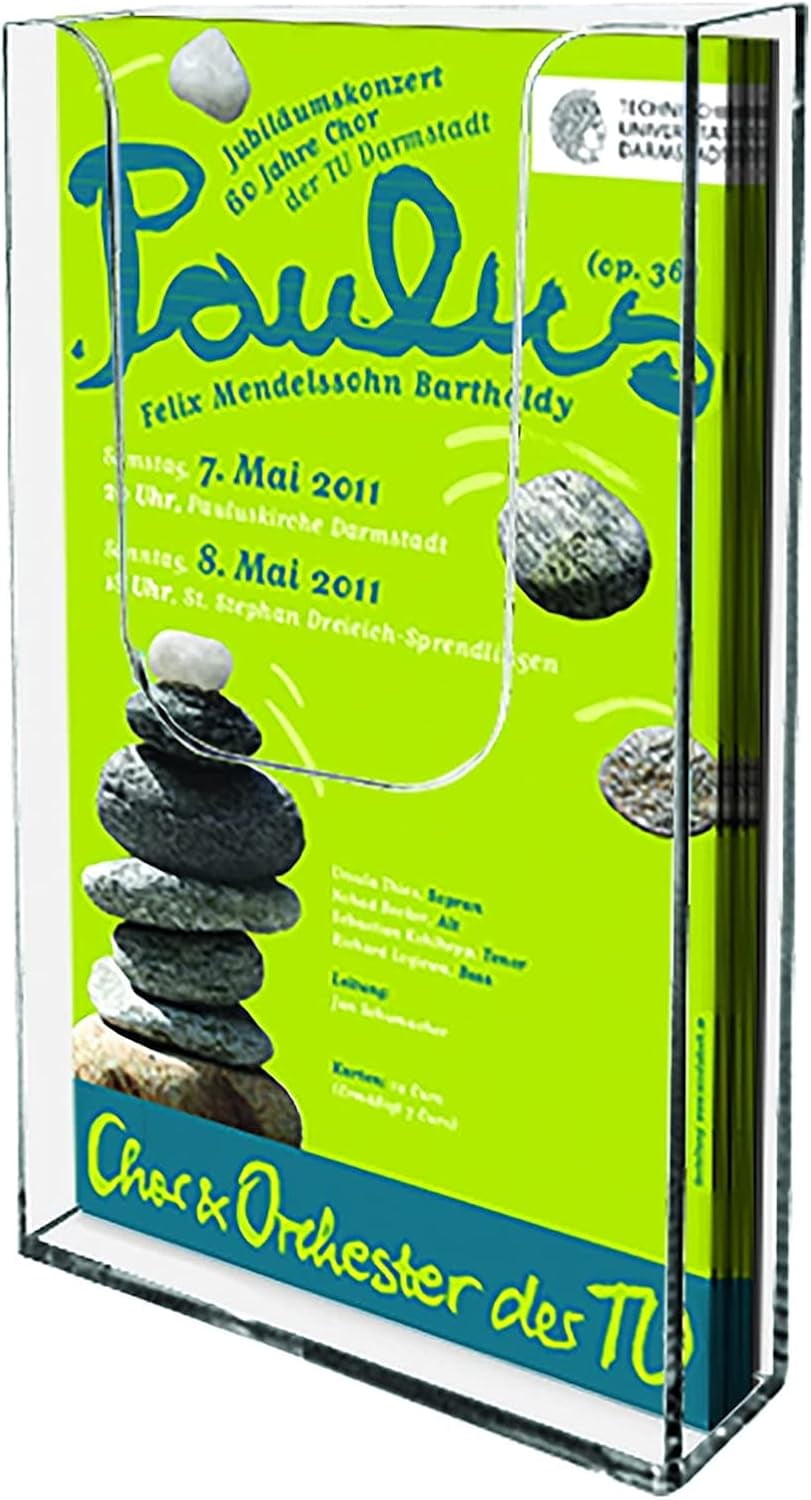 M&T Displays Clear Acrylic Wall Mount Brochure Holder 4x6 Inch 1 Tier 1 ...