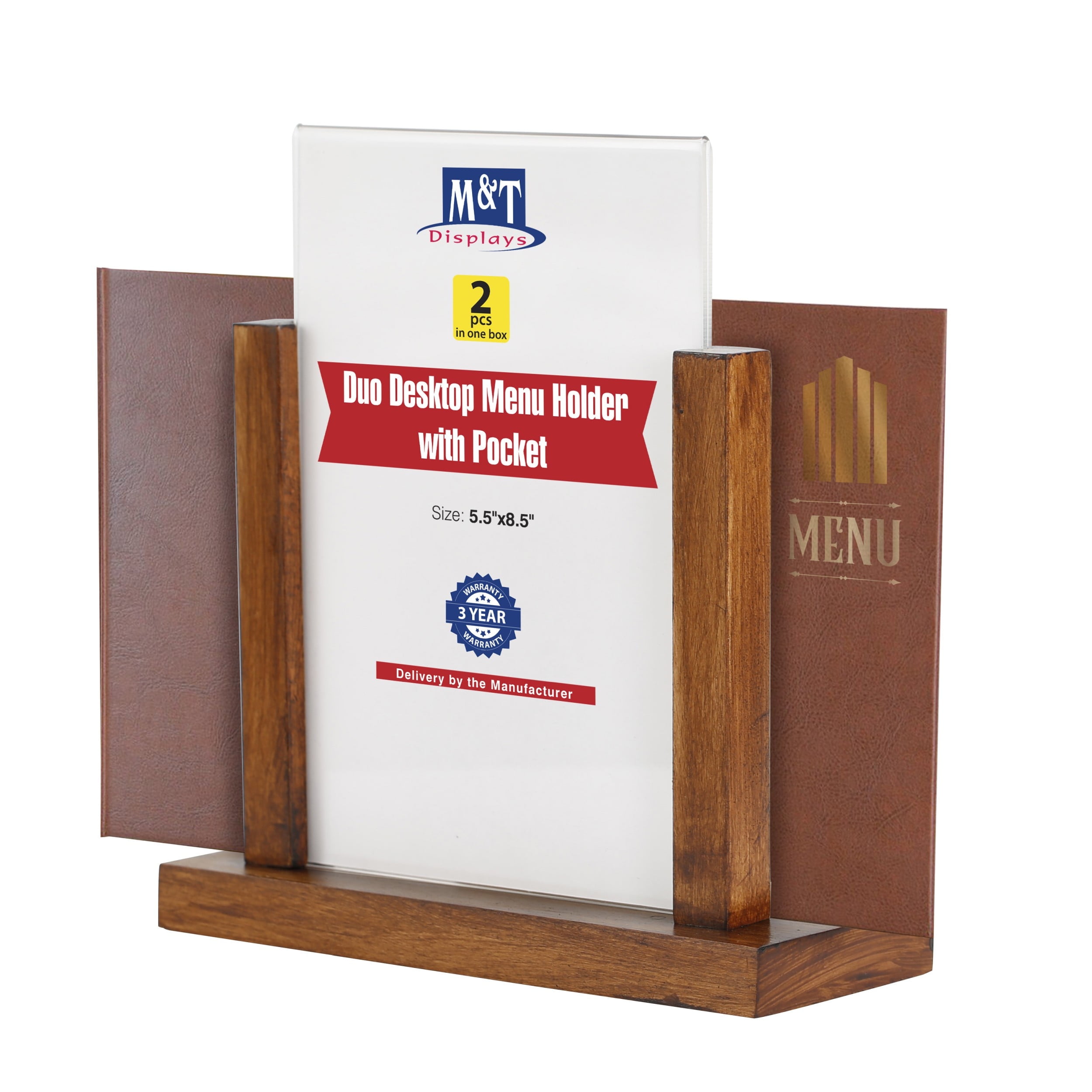 M&T Displays Contemporary Desktop Menu Holder with Acrylic U Type ...