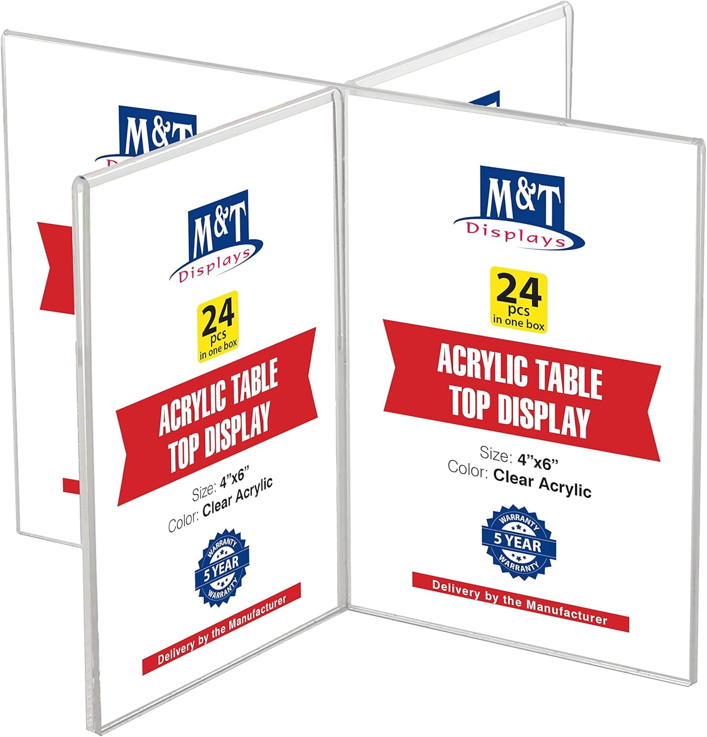 M&T Displays Cross Frame Tabletop 4x(4x6) inch Picture Sign Menu Holder ...
