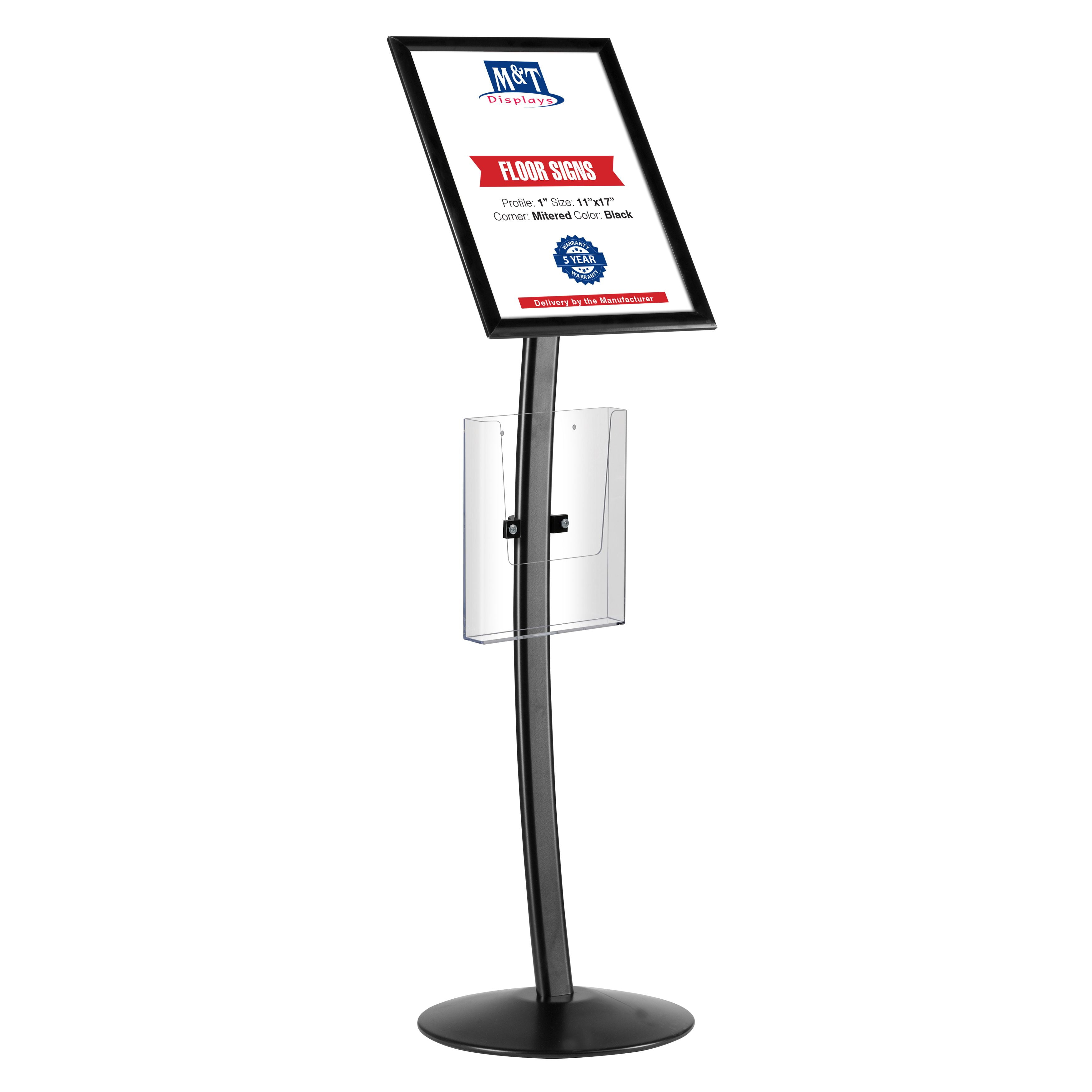 M&T Displays Curved Menu Board, 11x17 Inch Pedestal Sign Holder with 8 ...