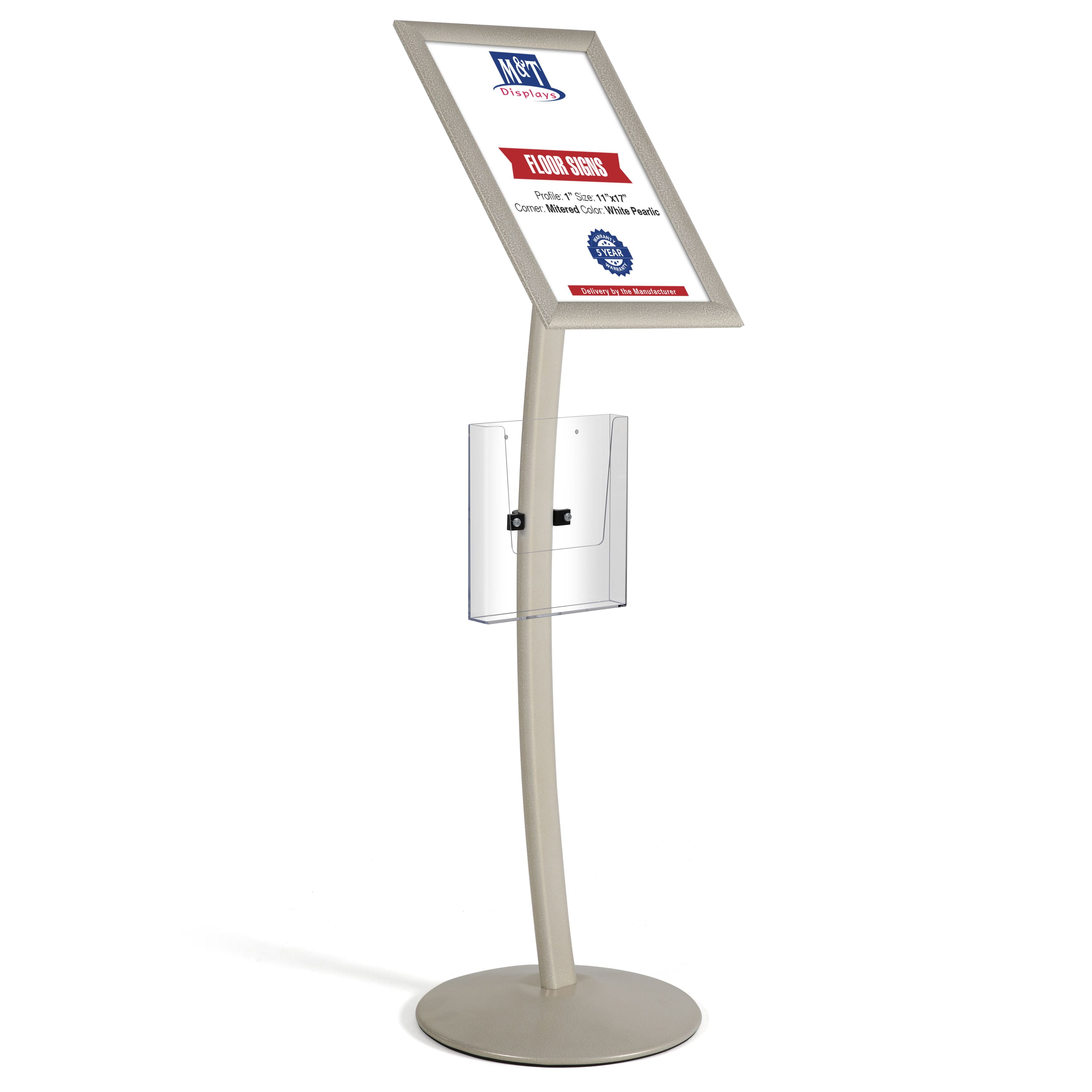 M&T Displays Curved Menu Board, 11x17 Inch Pedestal Sign Holder with 8 ...