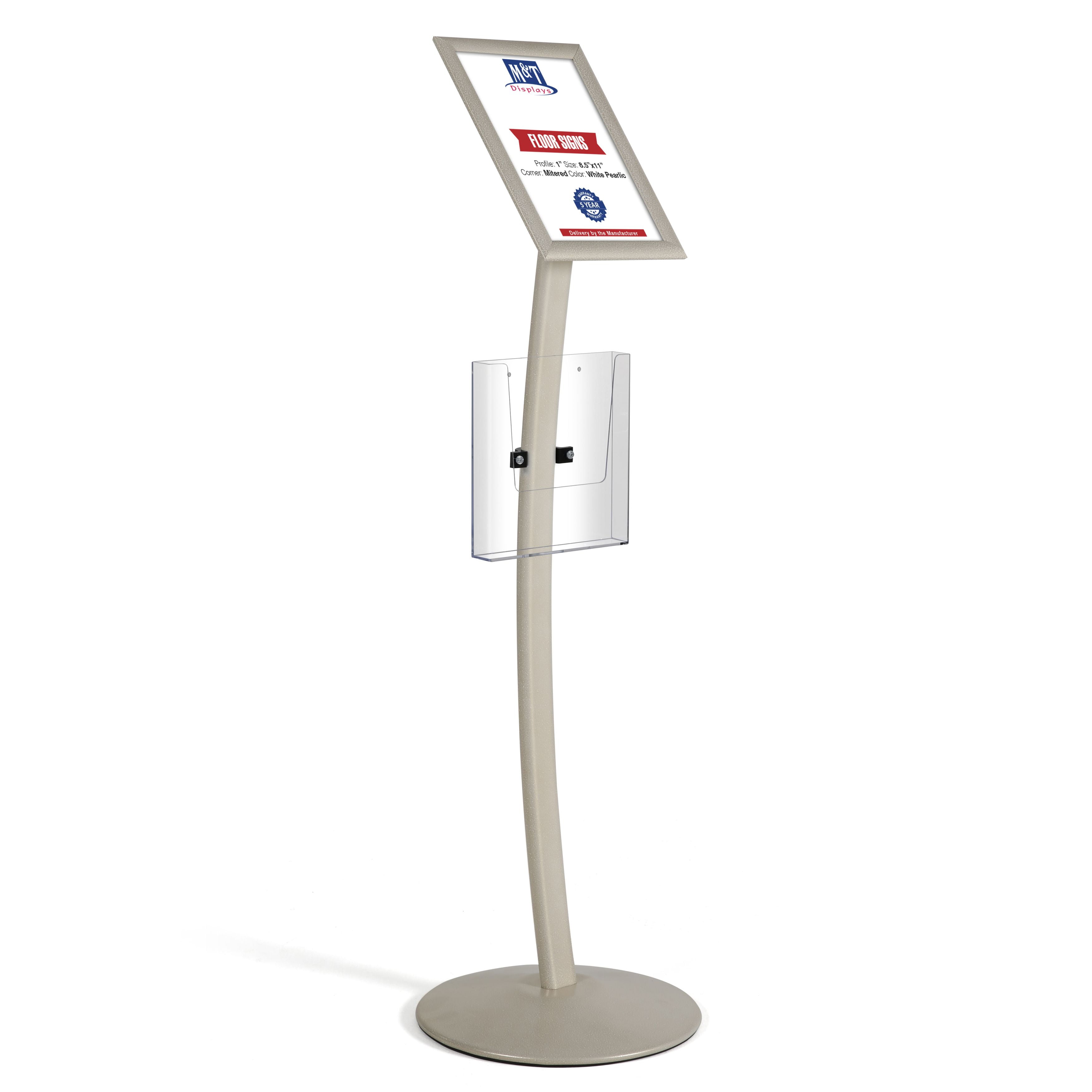 M&T Displays Curved Menu Board, 8.5x11 Inch Pedestal Sign Holder with 8 ...
