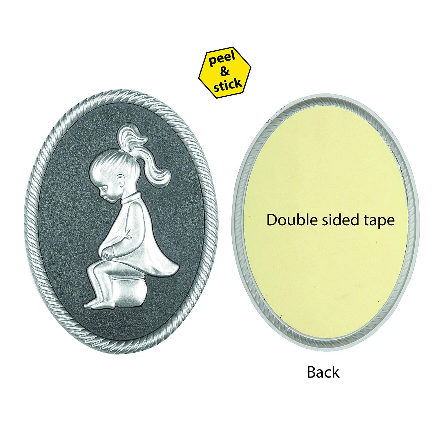 M&T Displays Decorative Restroom Bathroom Toilet Sign Silver Look ...