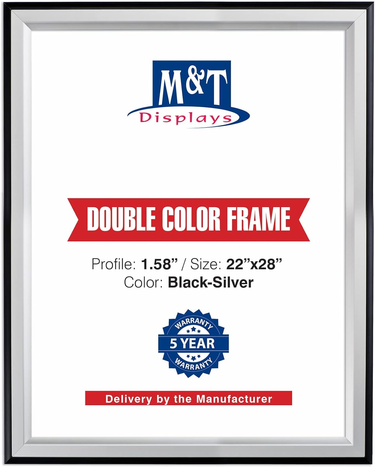 M&T Displays Double Color Snap Poster Frame 1.58" Aluminum Profile ...