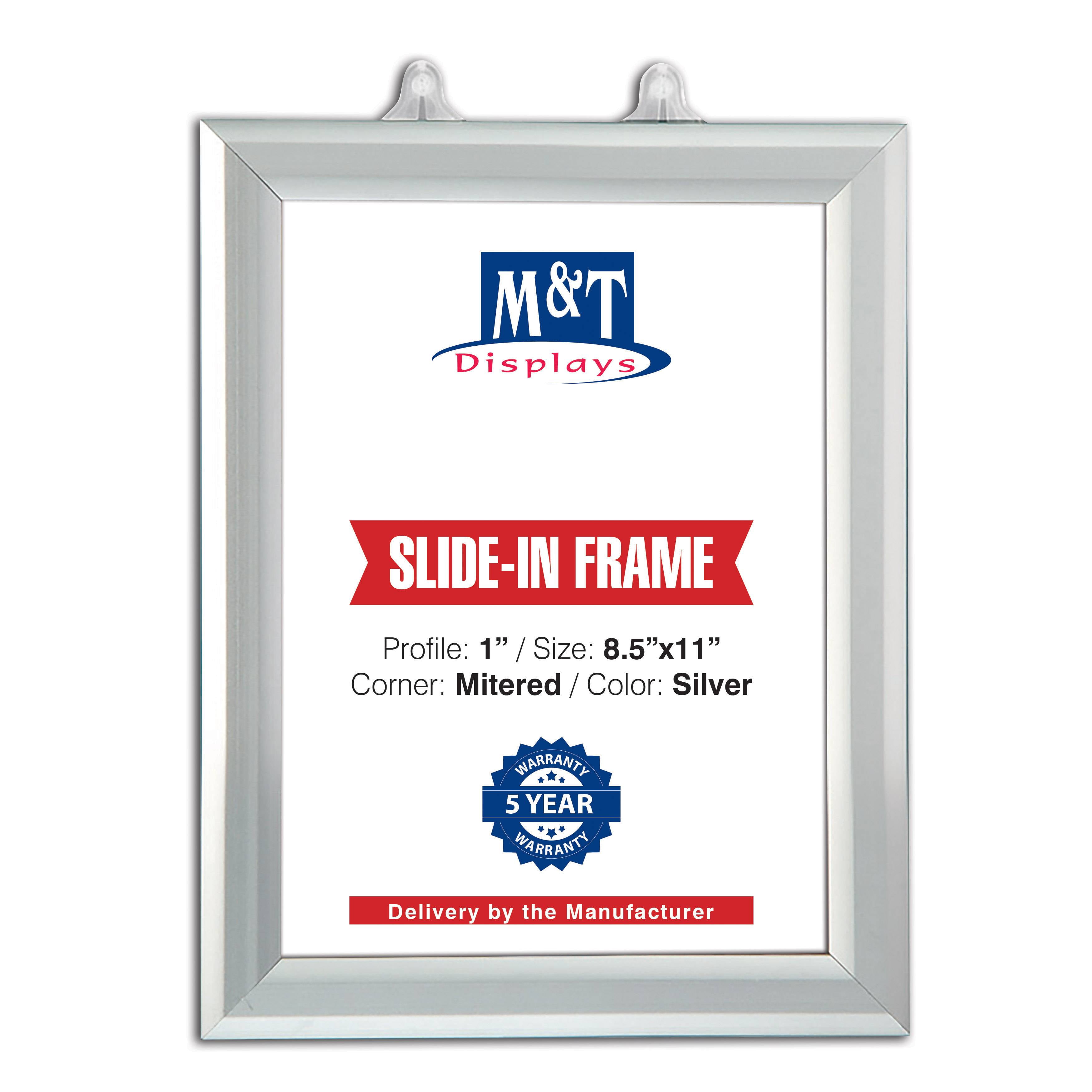 M&T Displays Double Sided Slide In Frame, Silver 8.5x11 Inch Poster ...