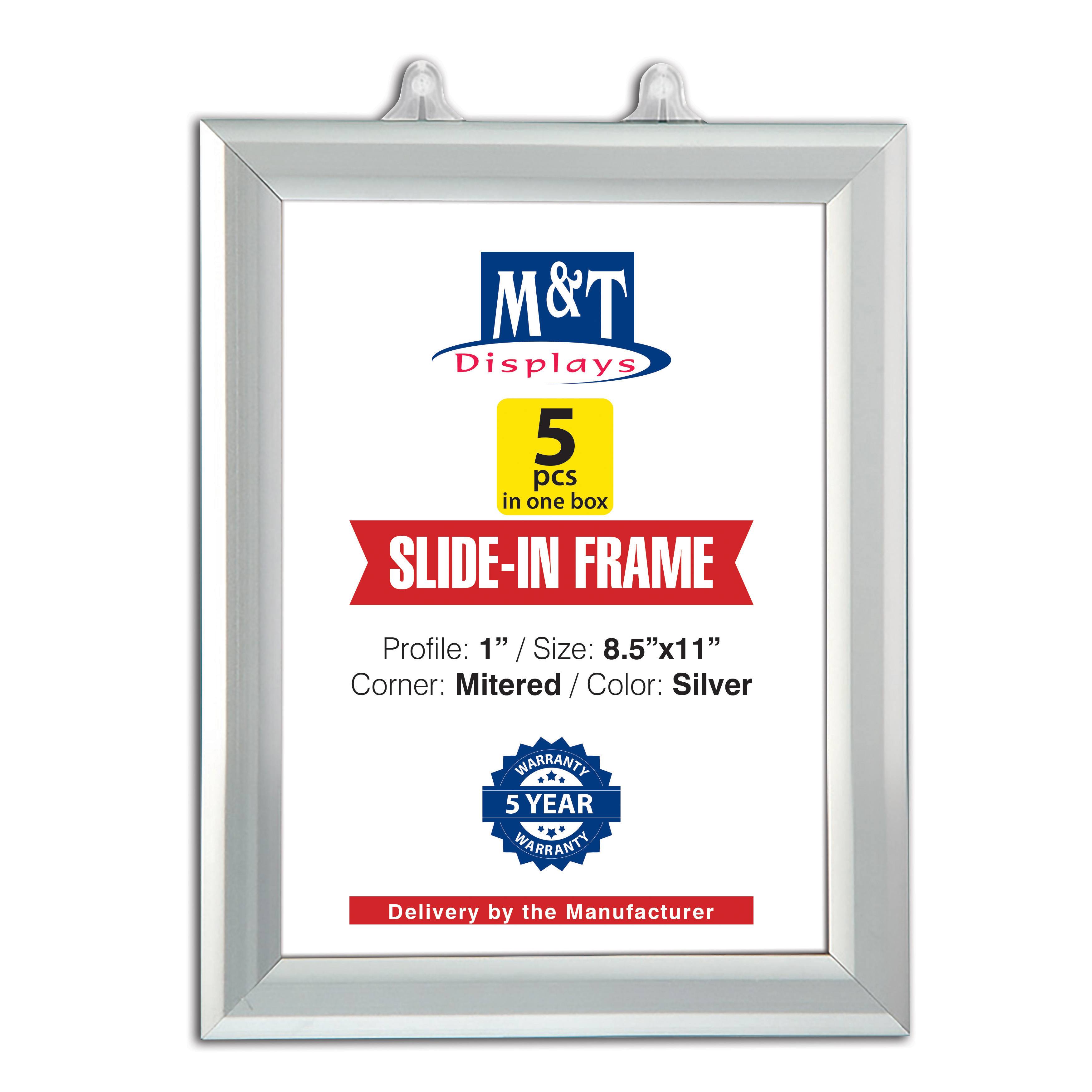 M&T Displays Double Sided Slide In Frame, Silver 8.5x11 Inch Poster ...