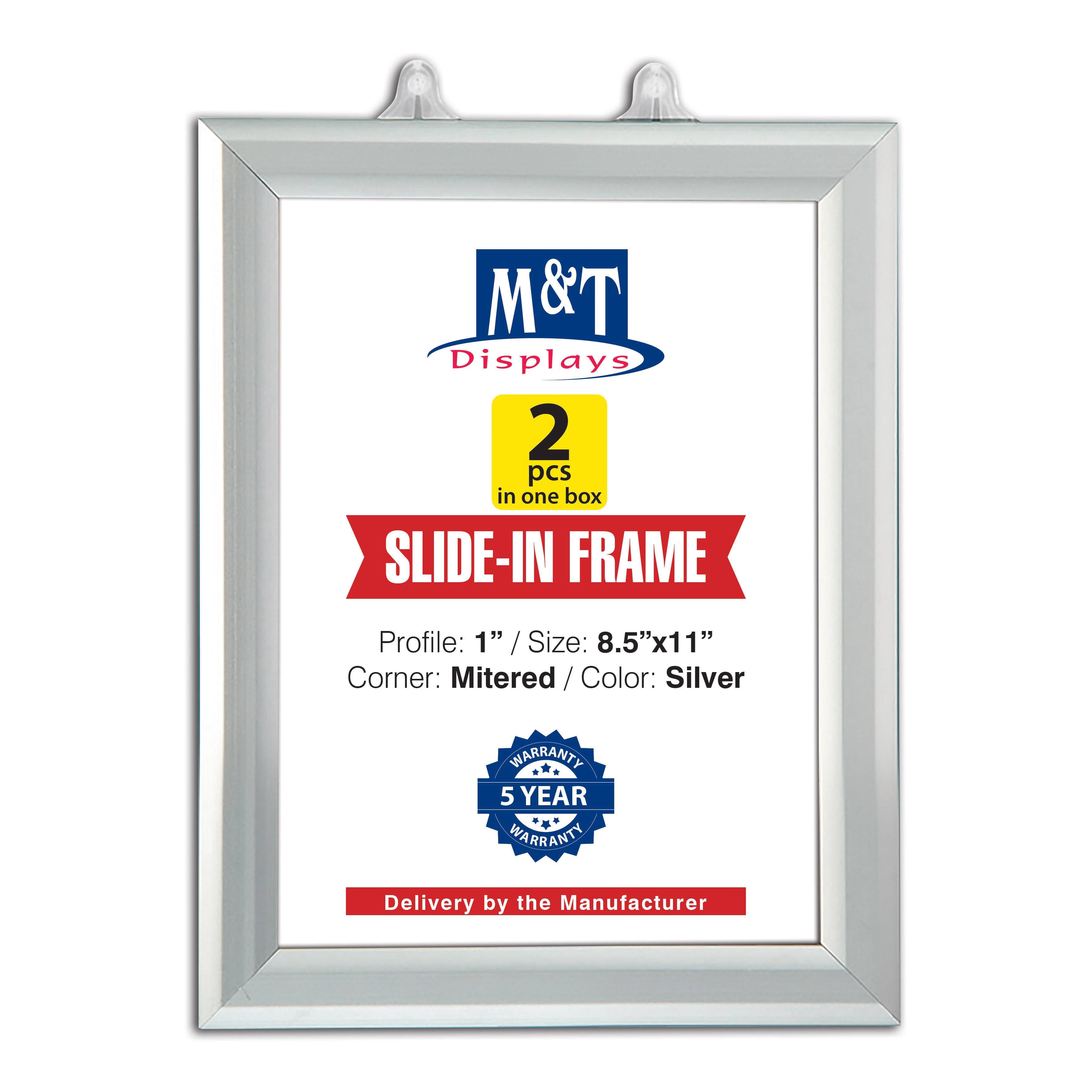 M&T Displays Double Sided Slide In Frame, Silver 8.5x11 Inch Poster ...