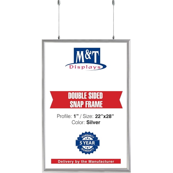 M&T Displays Double Sided Snap Frame Silver 22x28 Inch Picture Poster ...