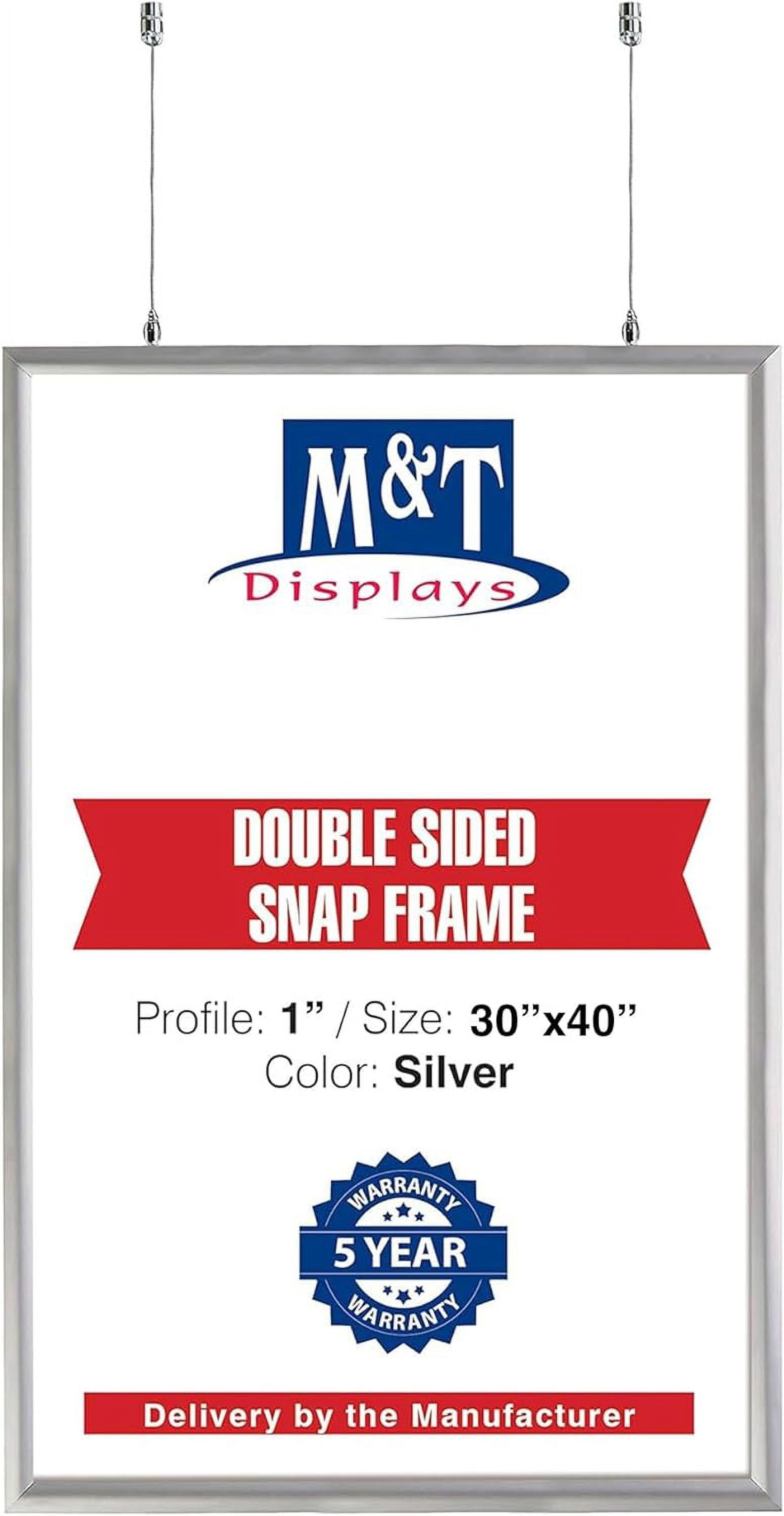 M&T Displays Double Sided Snap Frame Silver 30x40 Inch Picture Poster ...