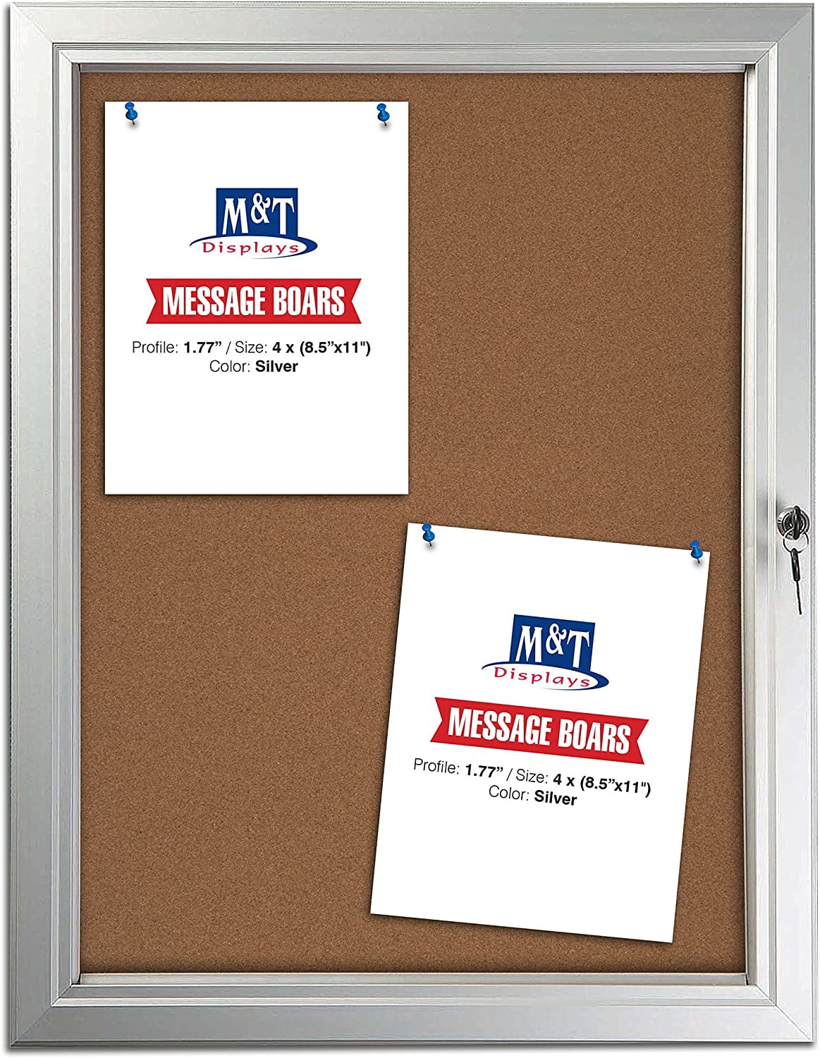M&T Displays Enclosed Cork Bulletin Board Silver Aluminum Outdoor ...