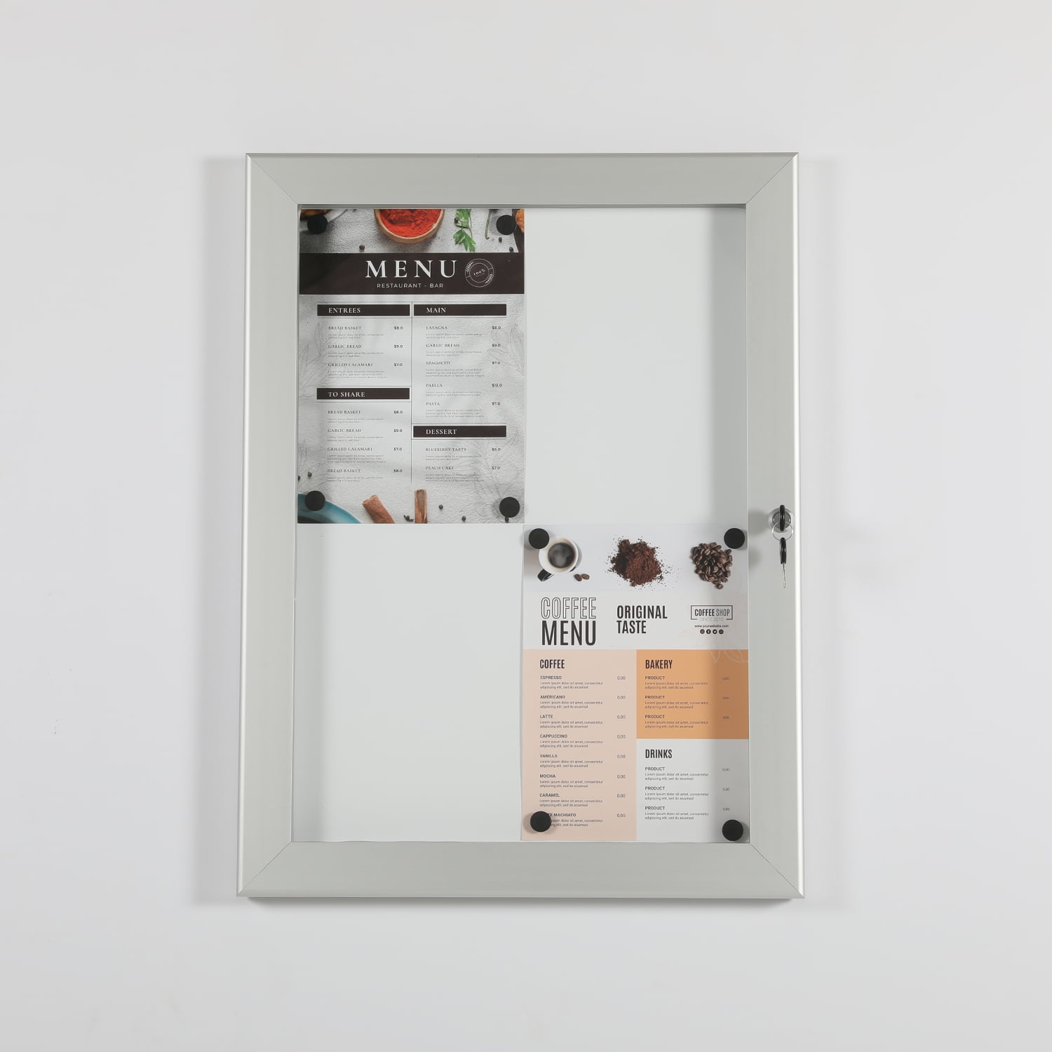 M&T Displays Enclosed Lockable Sealed Magnetic Showboard 4x(8.5x11 ...