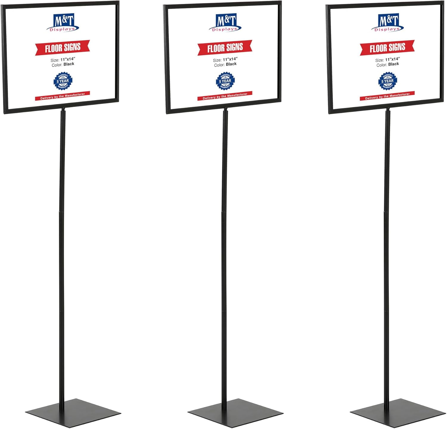 M&T Displays Floor Standing Black 11x14 Double Sided Sign Holder Menu ...