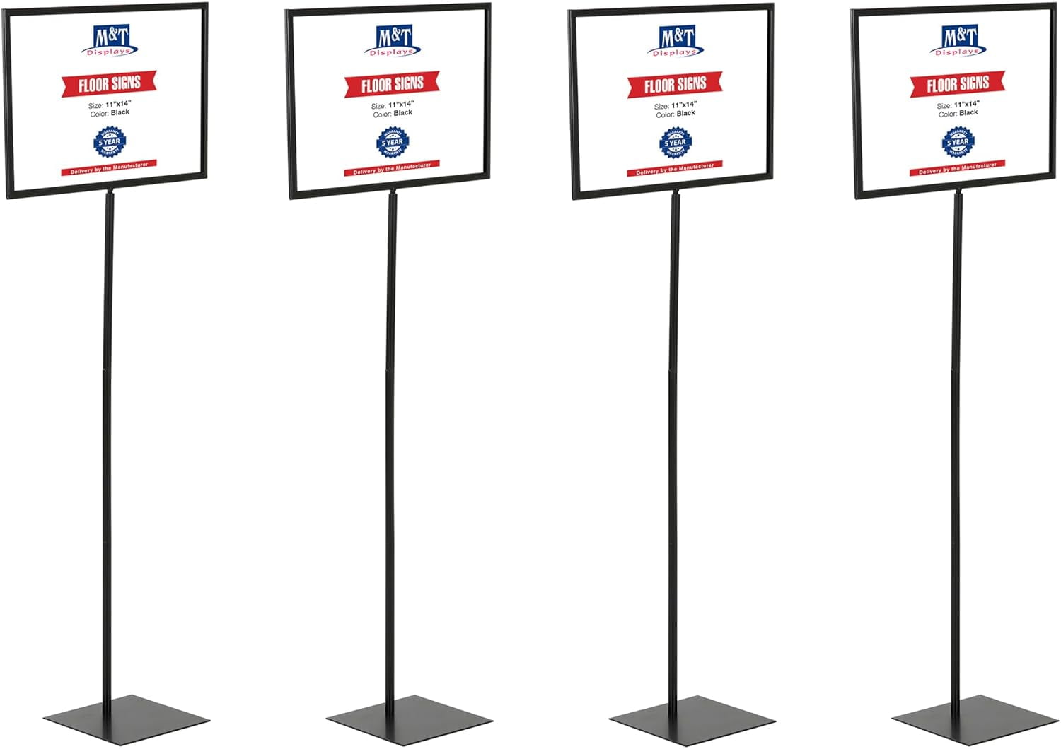 M&T Displays Floor Standing Black 11x14 Double Sided Sign Holder Menu ...