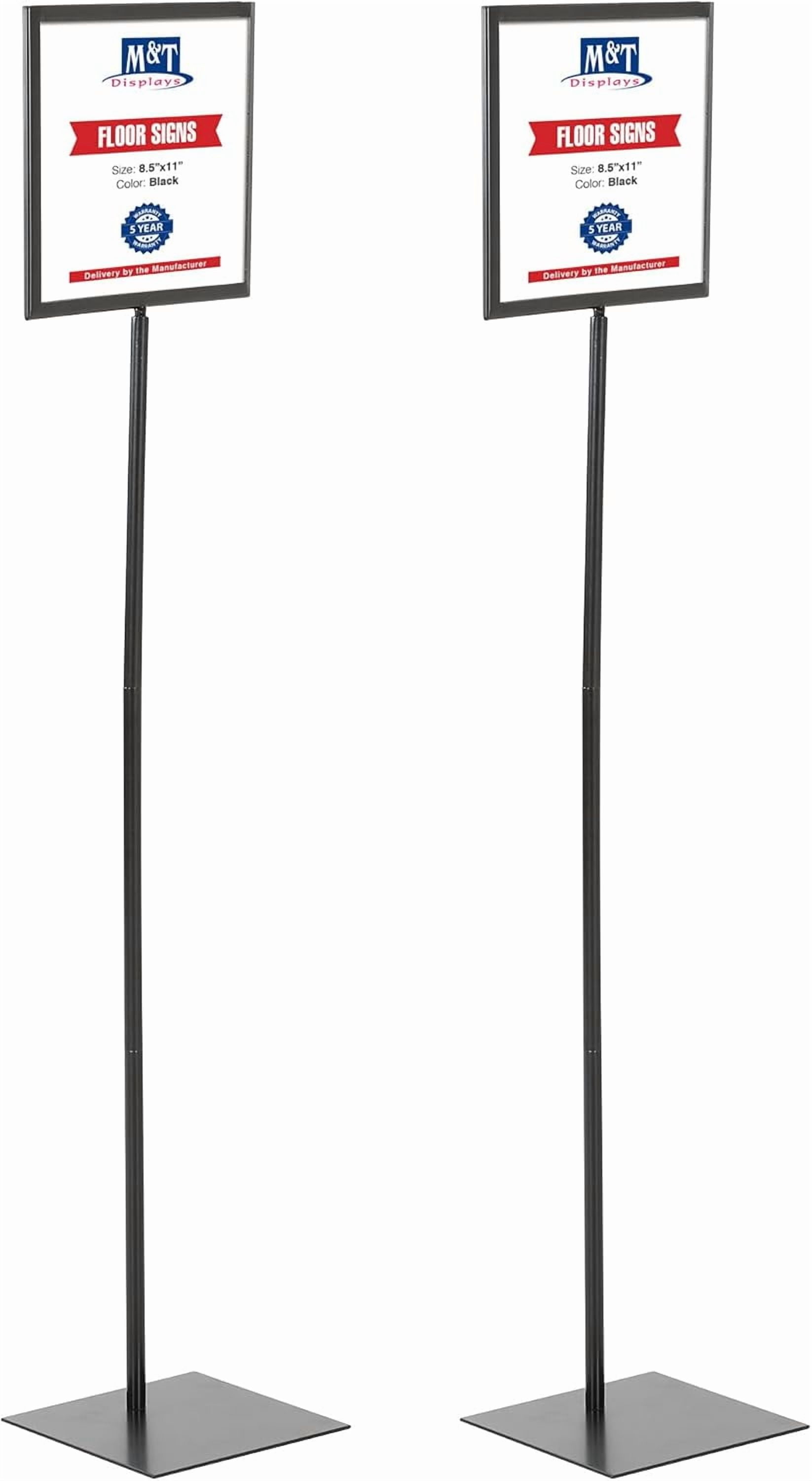 M&T Displays Floor Standing Black 8.5x11 Double Sided Sign Holder Menu ...