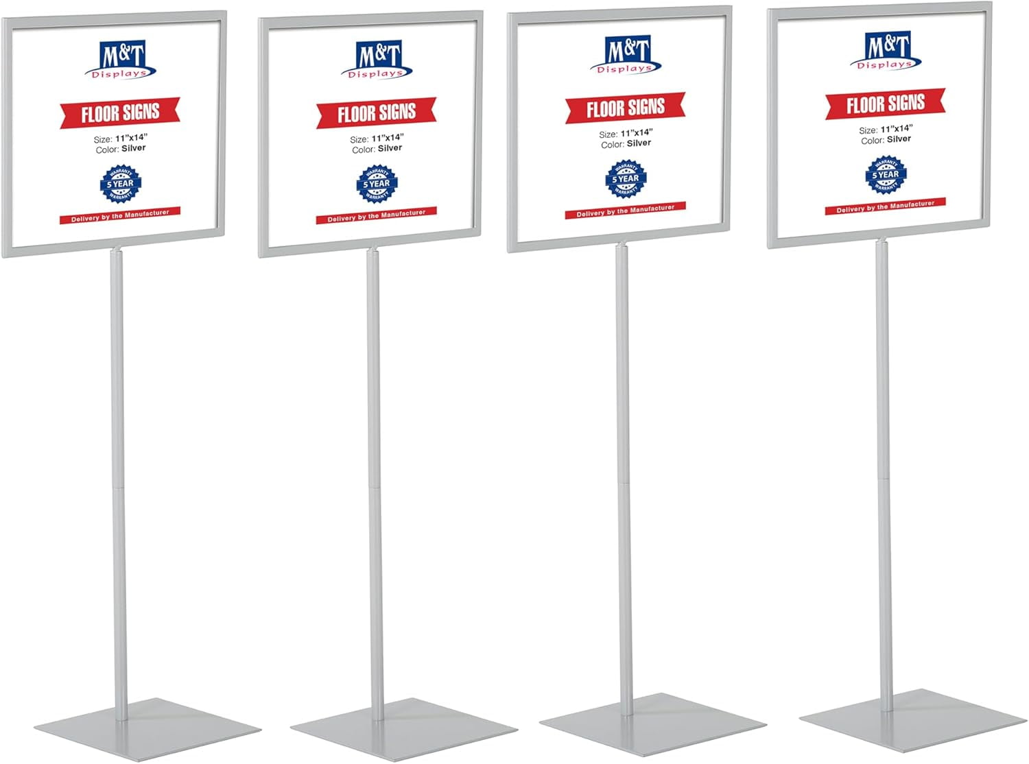 M&T Displays Floor Standing Gray 11x14 Double Sided Sign Holder Menu ...