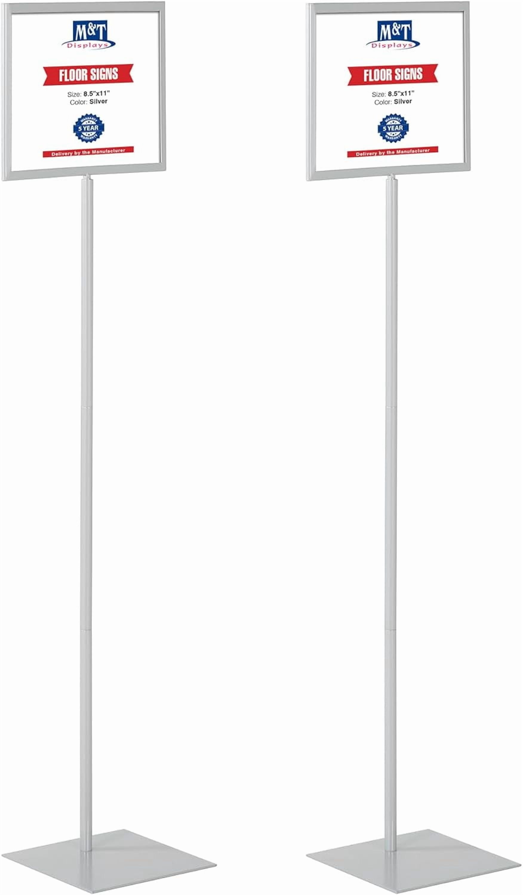 M&T Displays Floor Standing Gray 8.5x11 Double Sided Sign Holder Menu ...