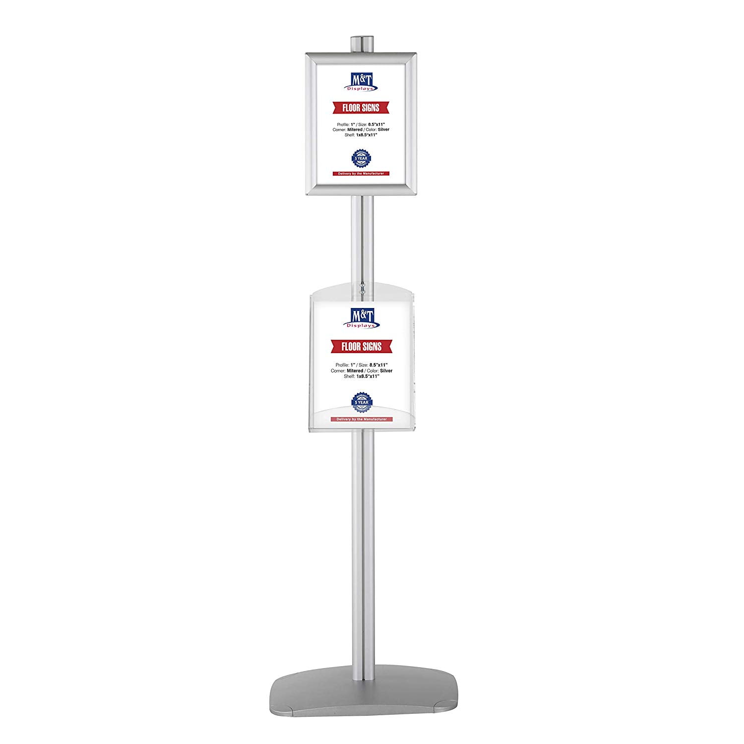 M&T Displays Free Standing Advertising Display Stand in Silver with 1 x ...