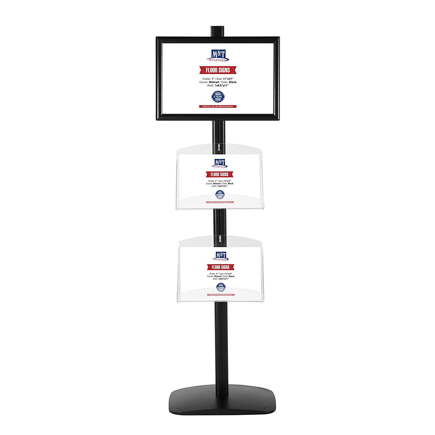 M&T Displays Free Standing Display Stand with 1 x (11X17) snap Frame in ...
