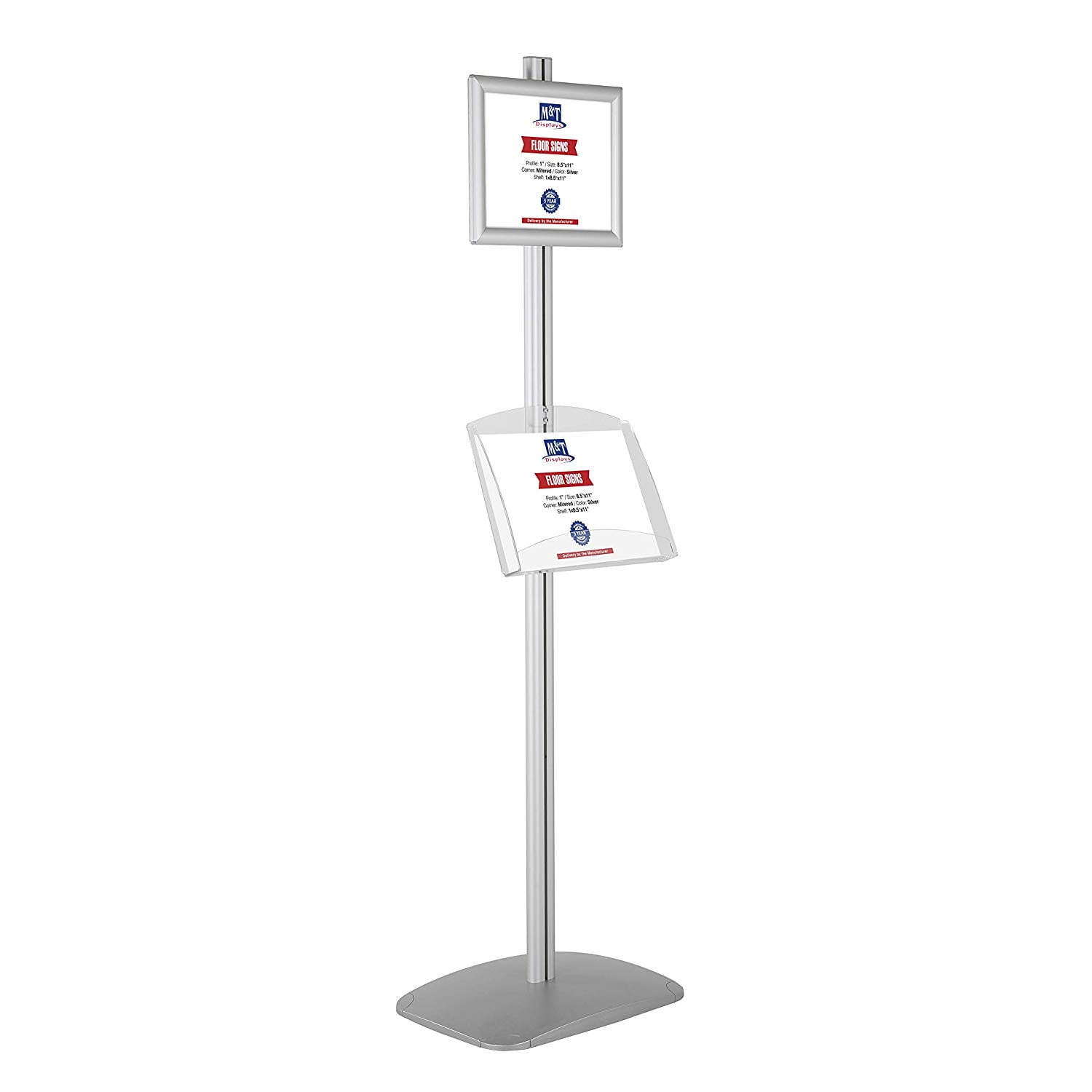 M&T Displays Free Standing Display Stand with 1 x (8.5x11) snap Frame ...
