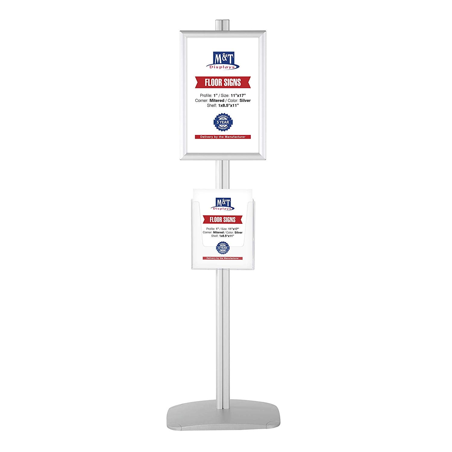 M&T Displays Free Standing Display Stand with 2 x (11X17) snap Frames ...