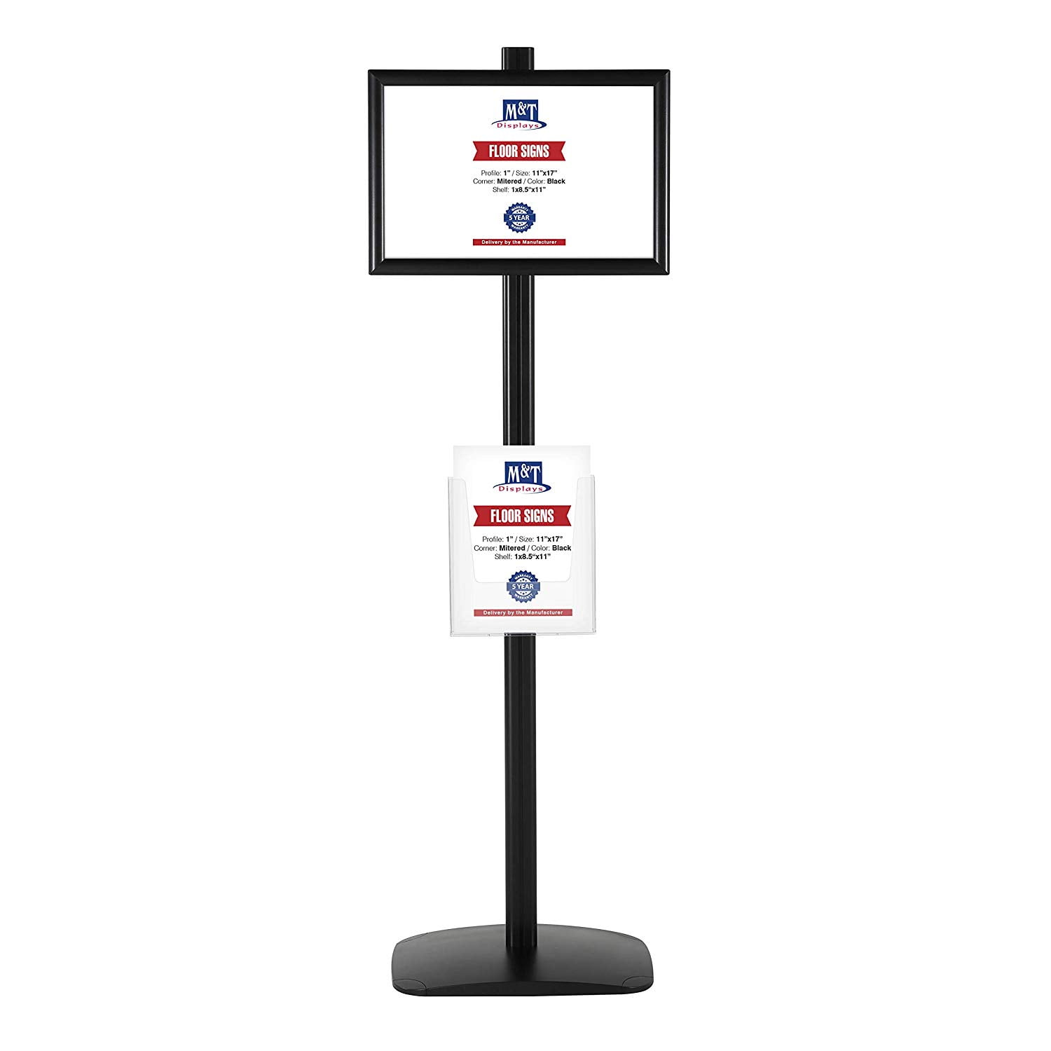 M&T Displays Free Standing Display Stand with 1 x (11X17) Frame in ...