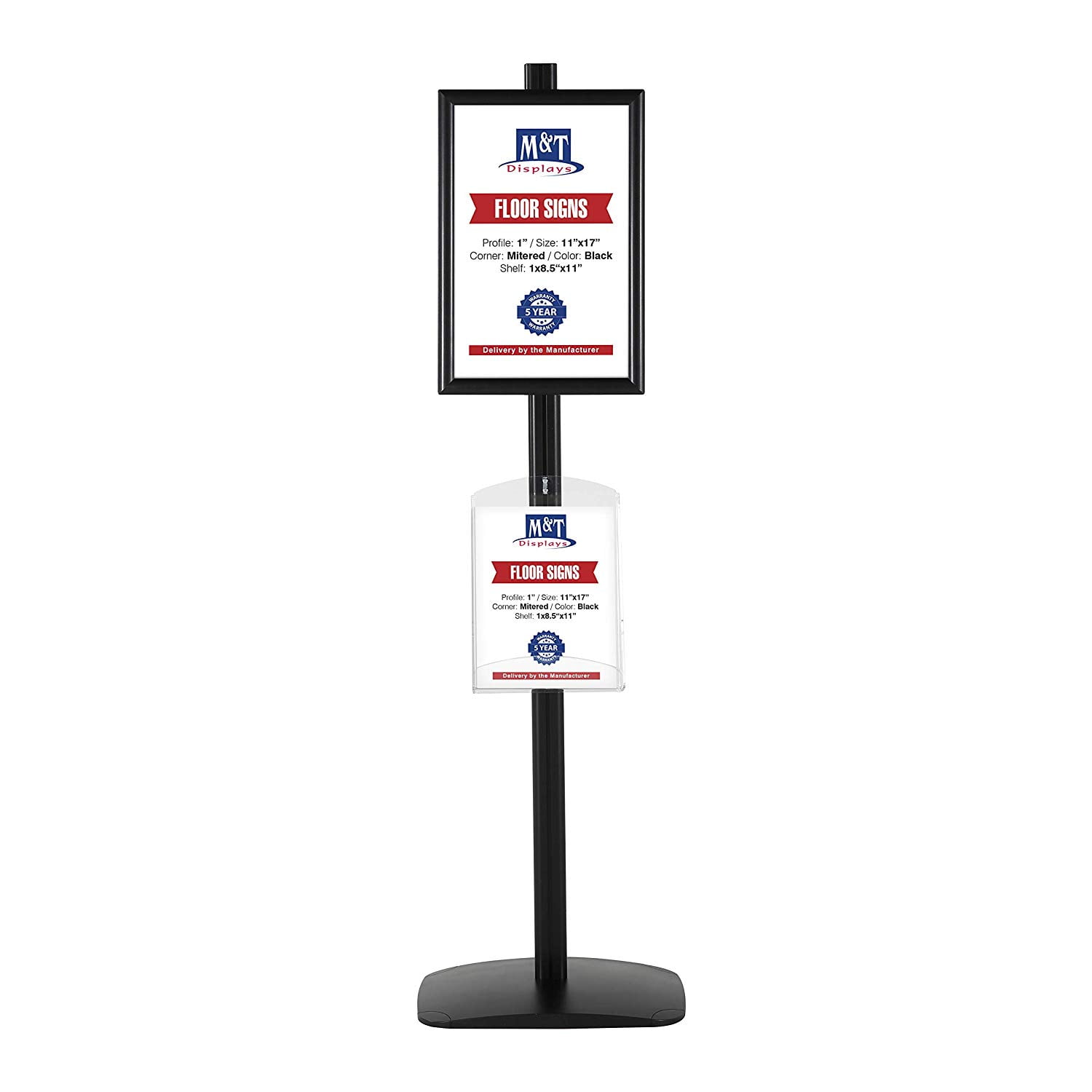 M&T Displays Free Standing Display Stand with 1 x (11X17) snap Frame in ...