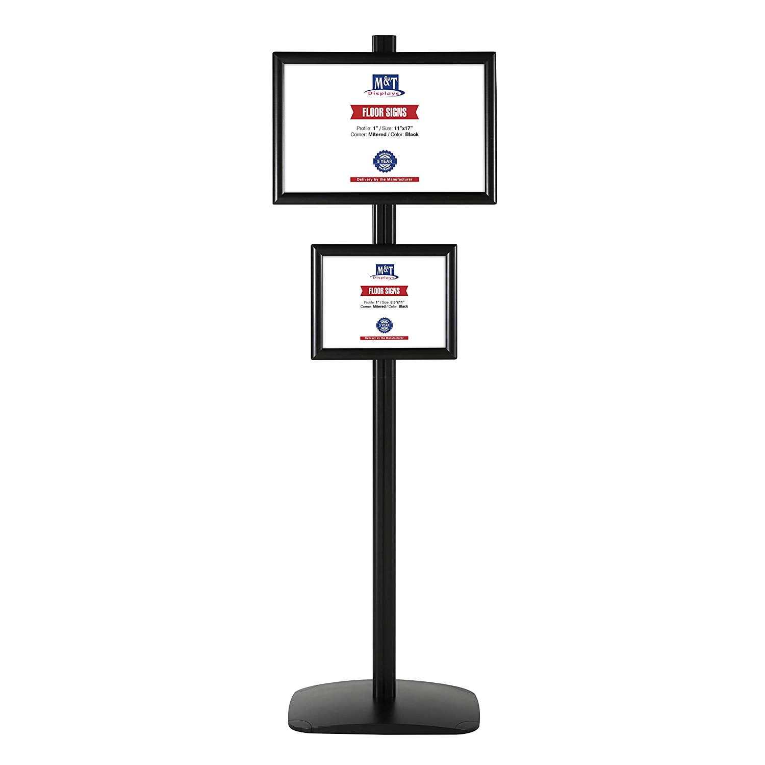 M&T Displays Free Standing Display Stand, Black, Single Sided, Snap ...