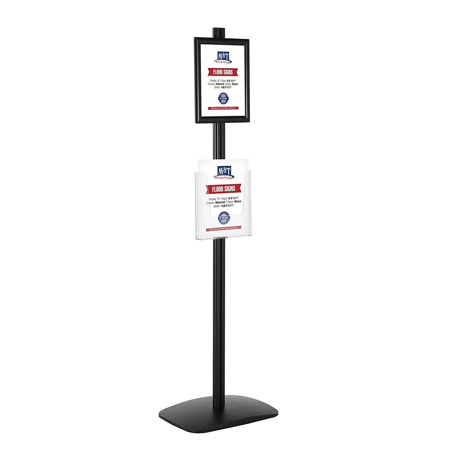M&T Displays Free Standing Display Stand with 1 x (8.5x11) snap Frame ...